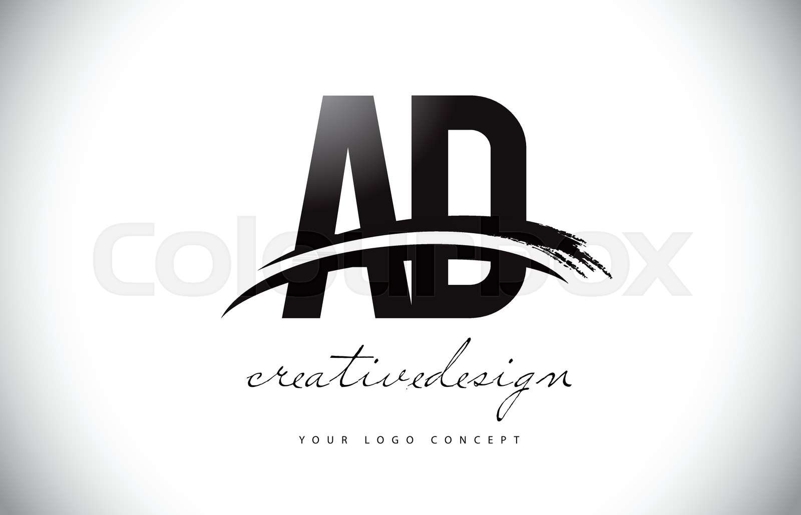 AD A D Letter Logo Design with Swoosh and Black Brush Stroke. | Stock ...
