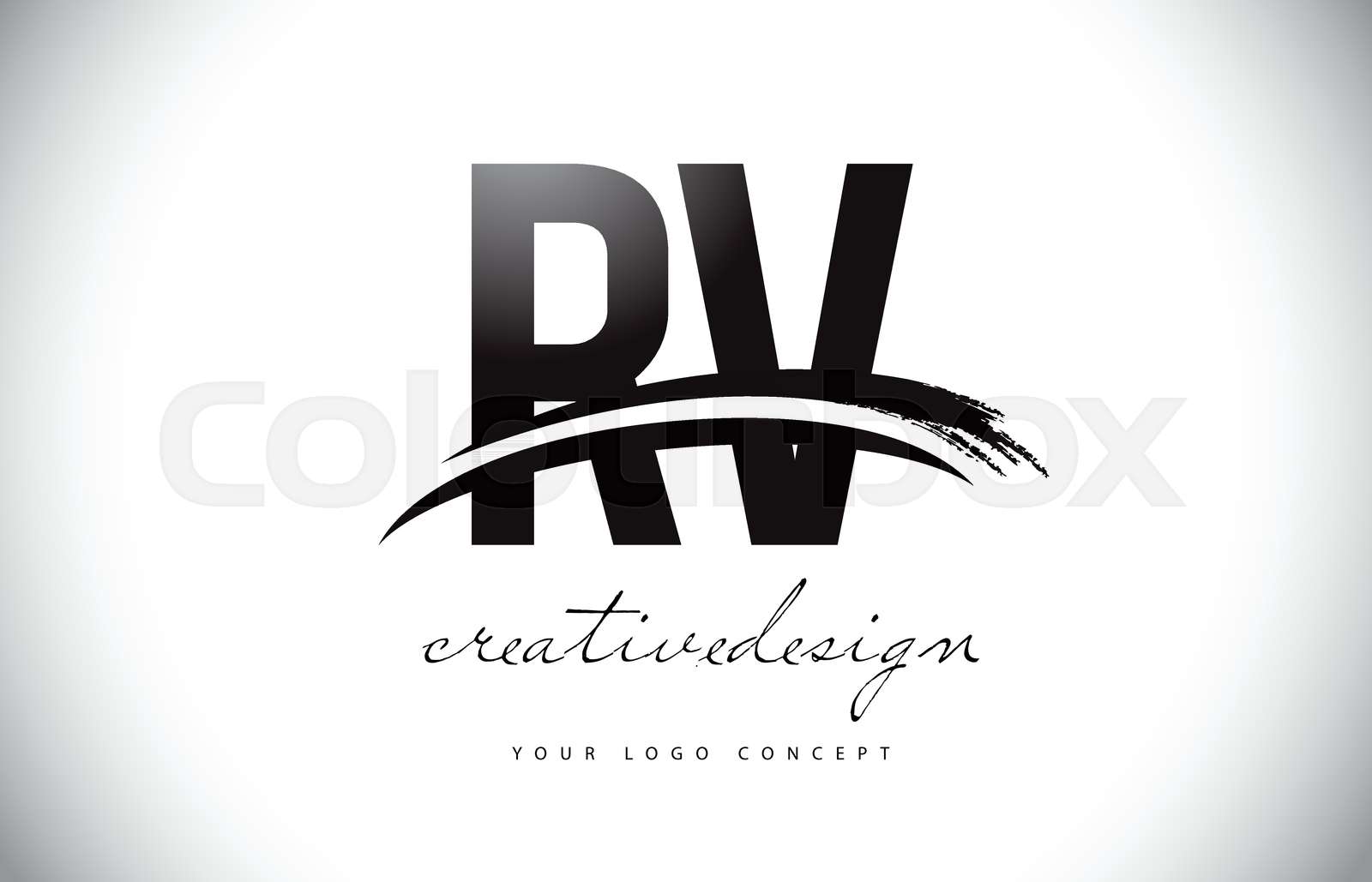 RV R V Letter Logo Design with Swoosh and Black Brush Stroke. | Stock ... RV R V Letter Logo Design with Swoosh and Black Brush Stroke. | Stock ...