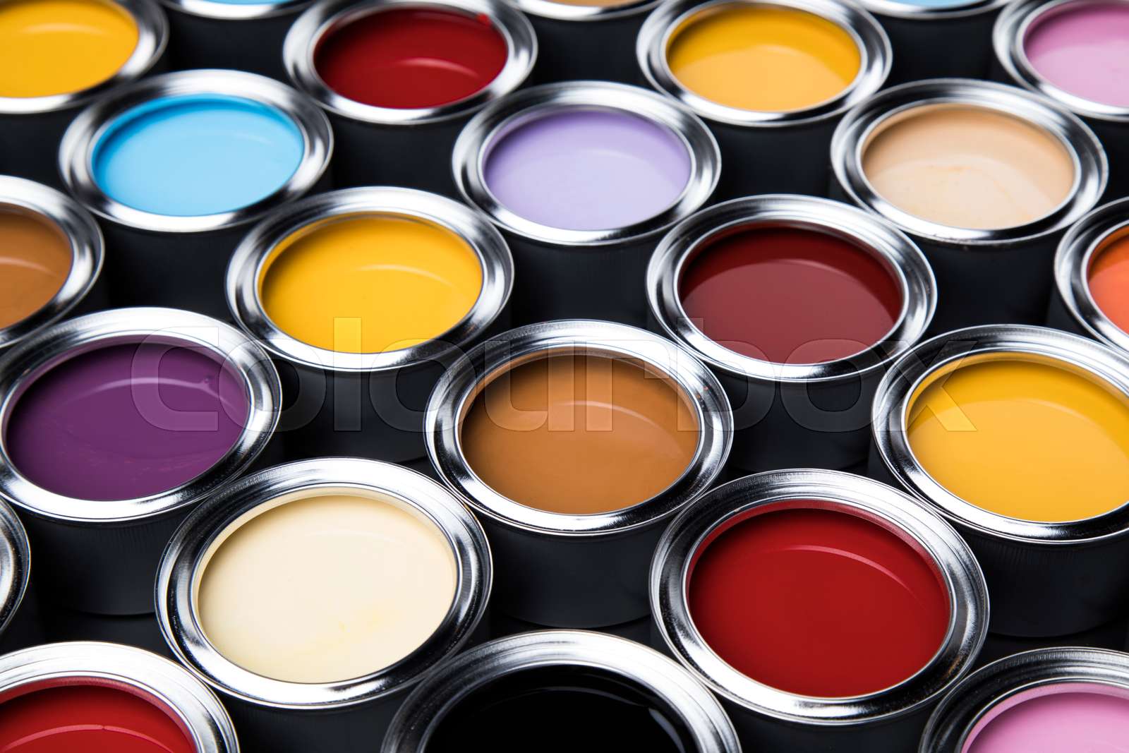 Colorful paint cans set | Stock image | Colourbox