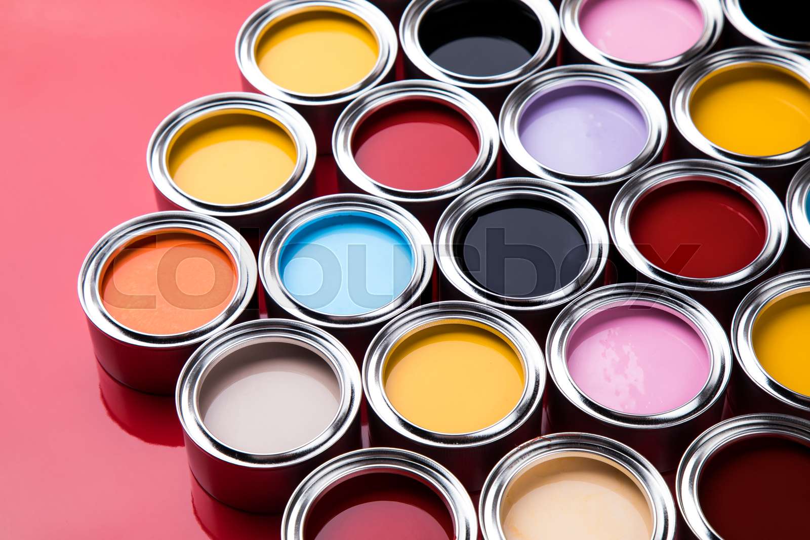Colorful paint cans set | Stock image | Colourbox