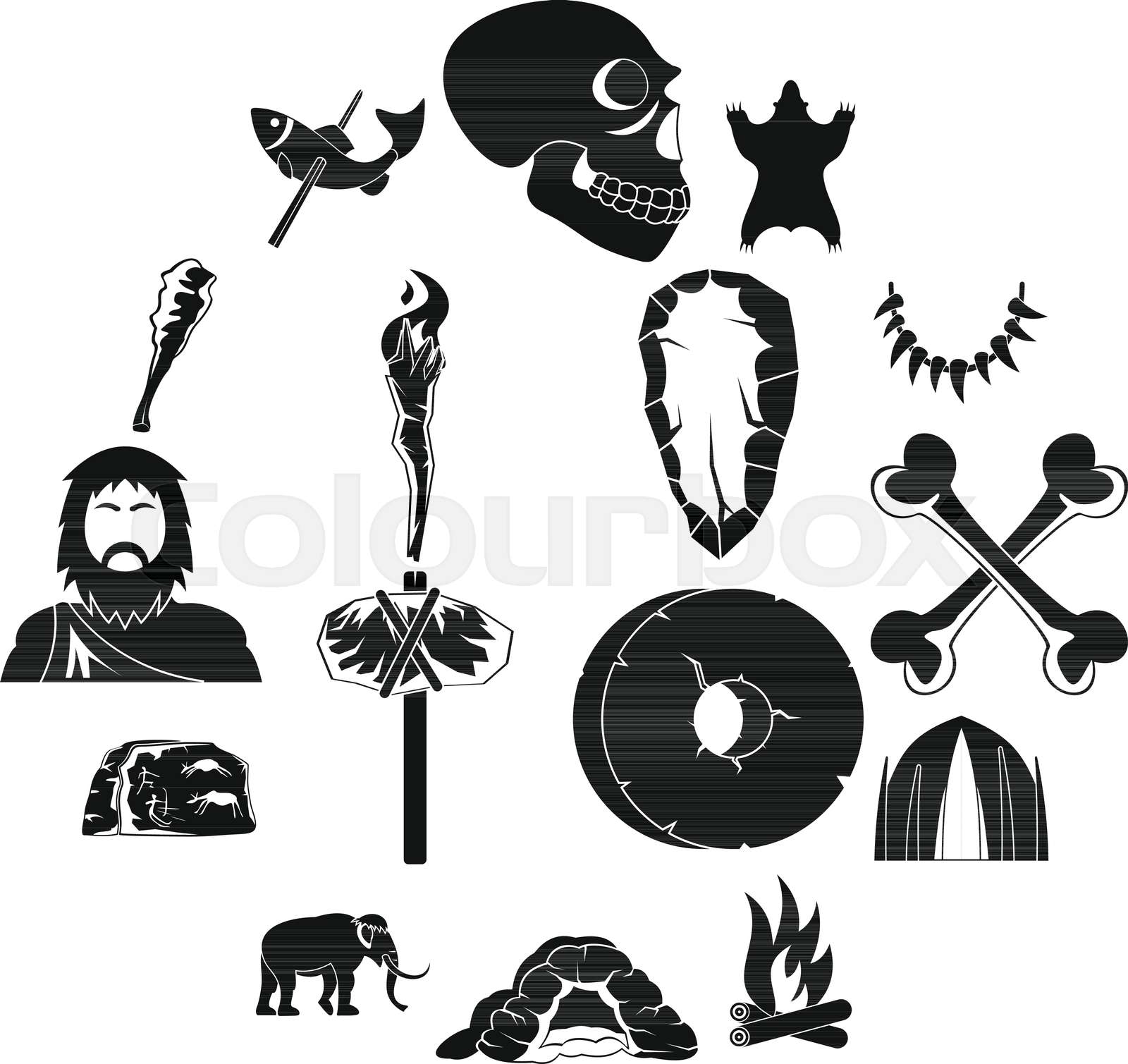 Caveman icons set, simple style | Stock vector | Colourbox