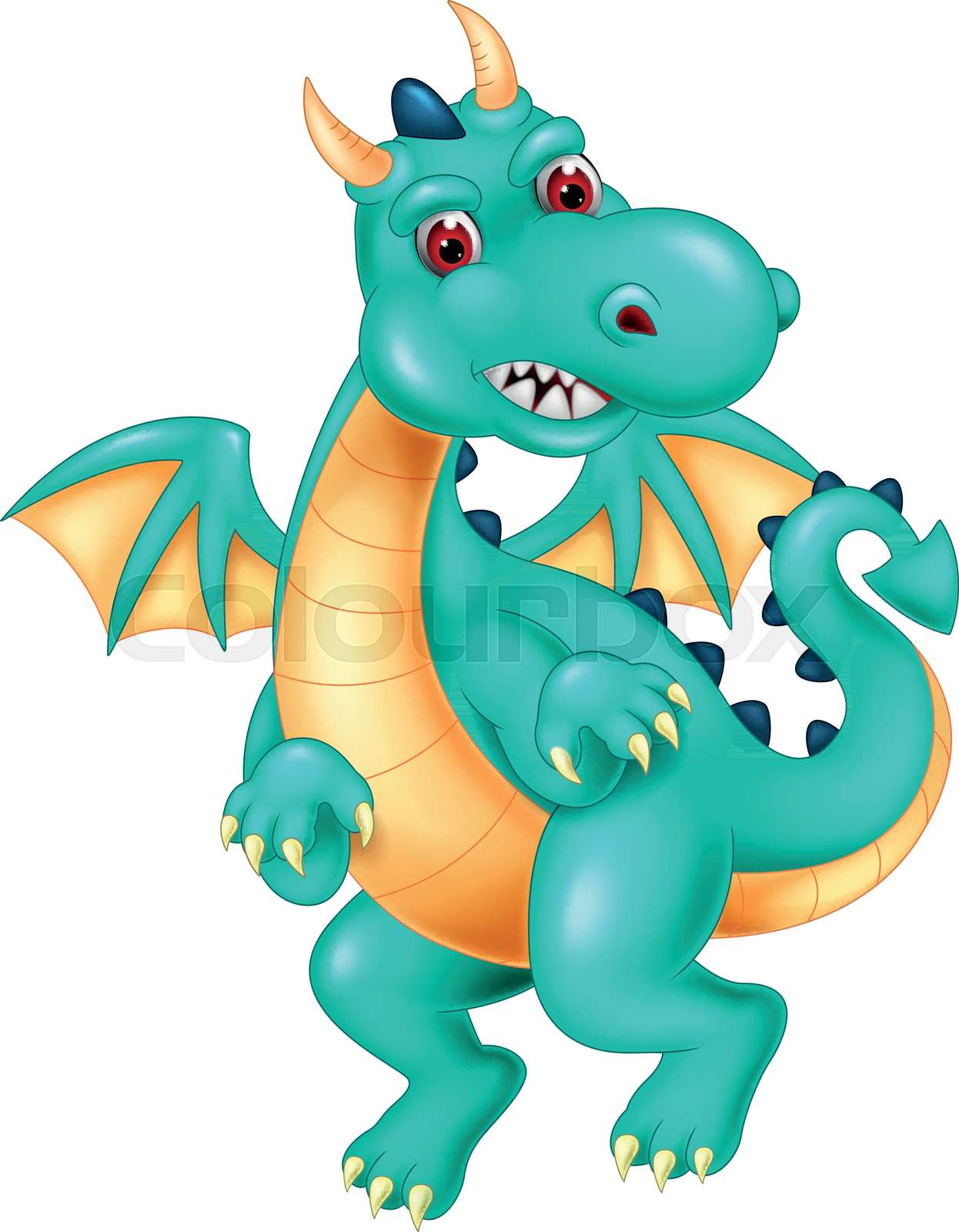 funny dragon cartoon posing with smile and waving | Stock vector ...