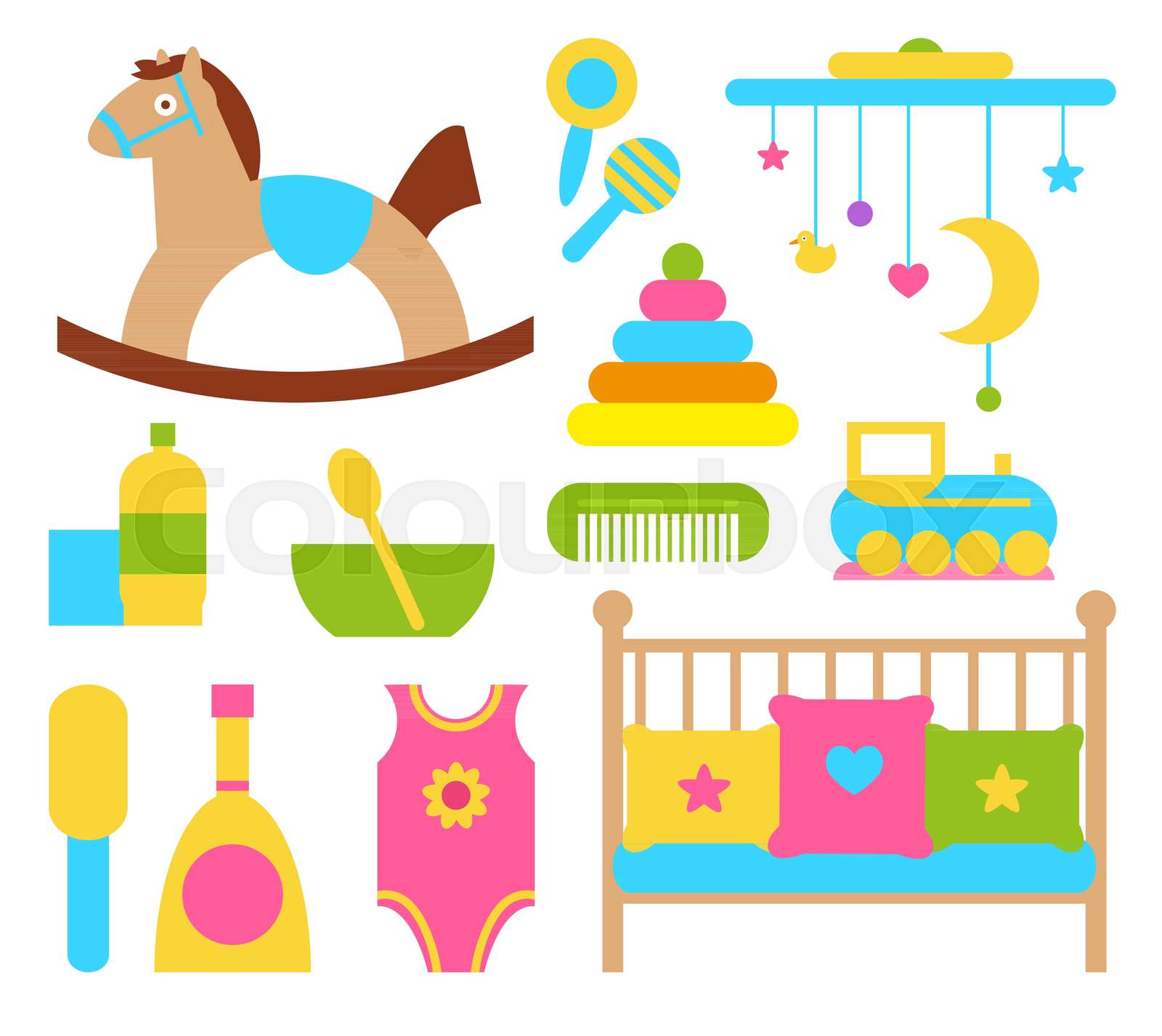 Toys and Items for Children Vector Illustration | Stock vector | Colourbox