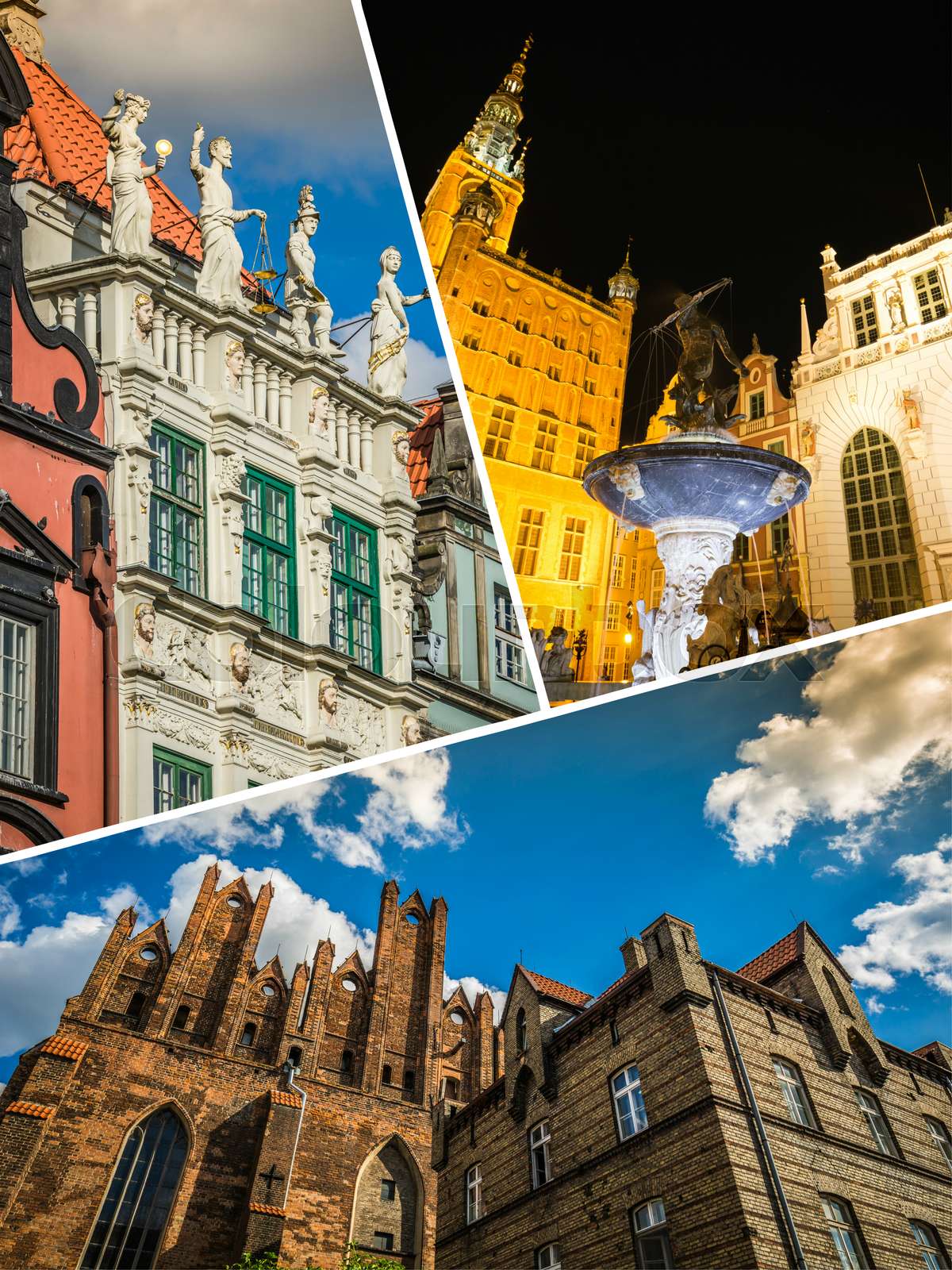 Collage of Gdansk architecture of historical city Poland | Stock image ...
