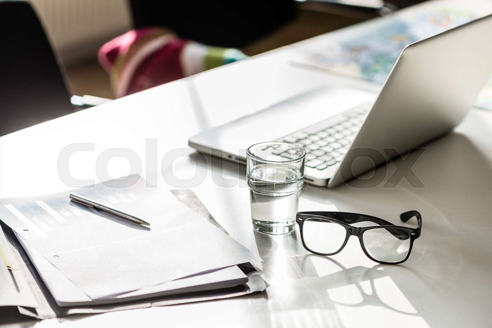 Close-up of an empty office desk | Stock image | Colourbox