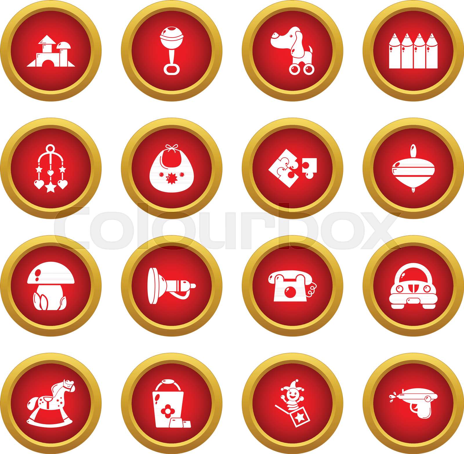 Kindergarten icons set, simple style | Stock vector | Colourbox