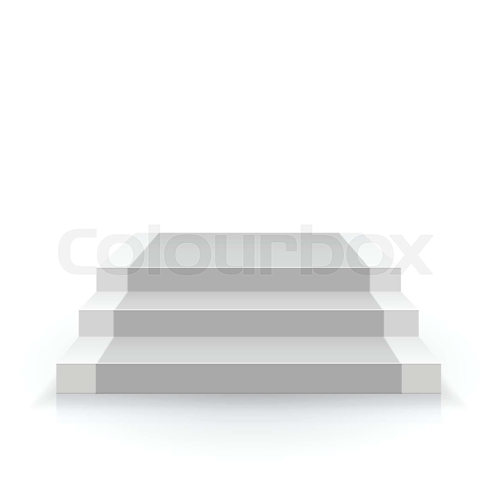 White stair. front view. 3D Staircase for interior illustration. Vector ...