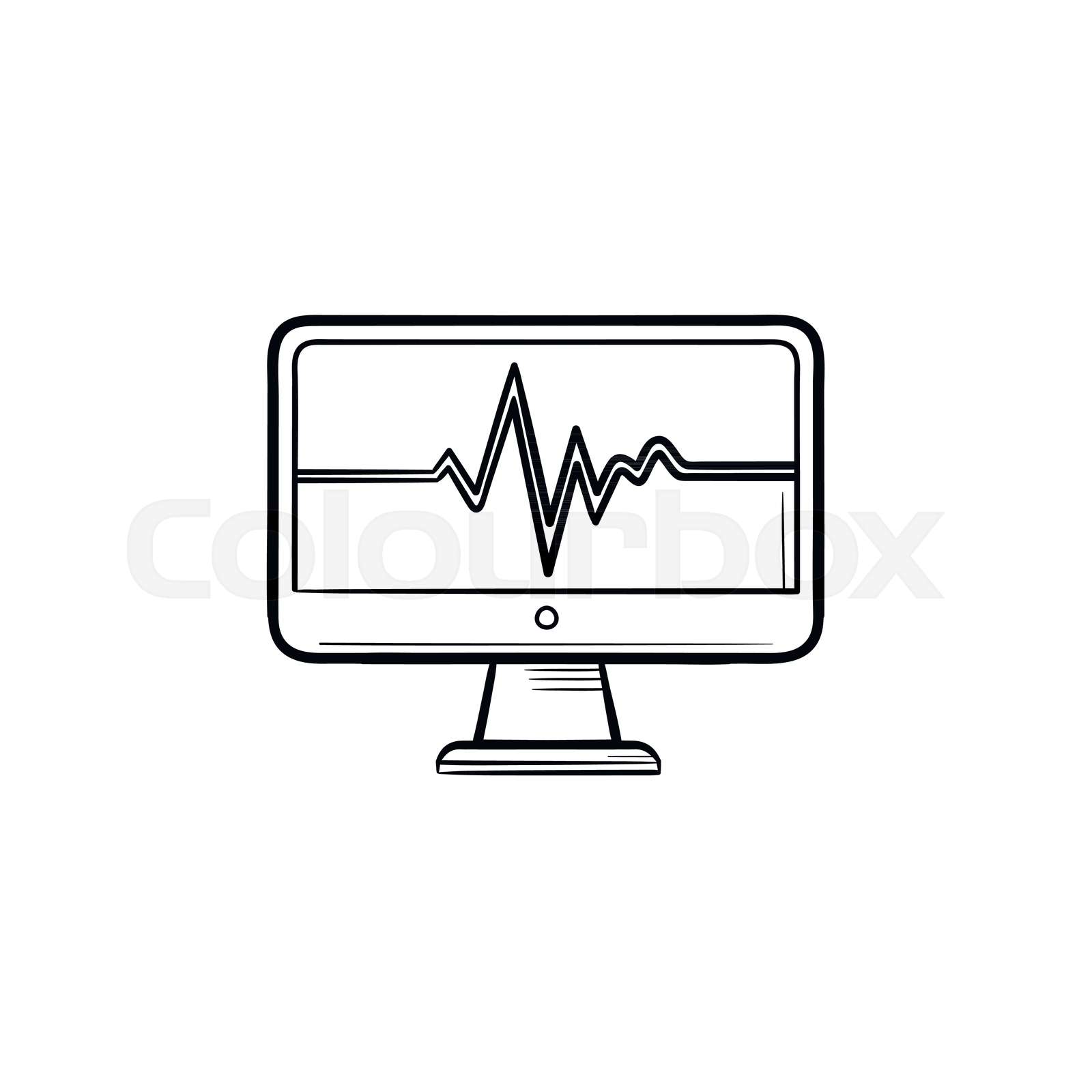 ECG machine displaying heartbeat hand drawn outline doodle icon ...