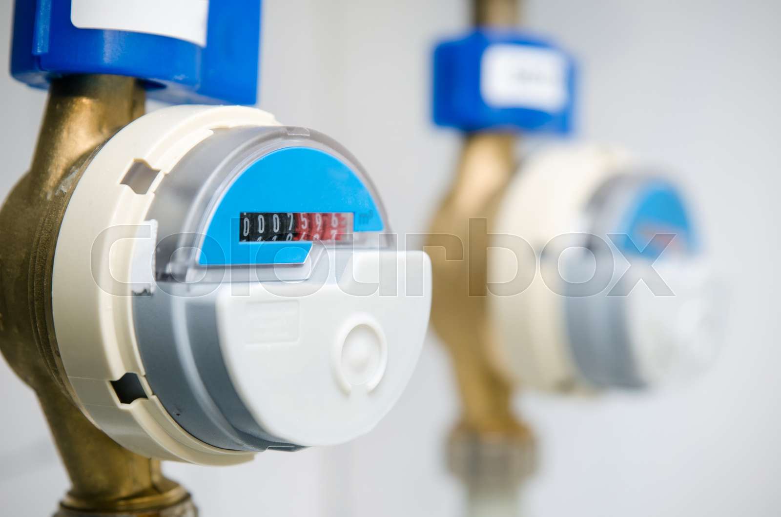 Blue modern radio water counter meter | Stock image | Colourbox