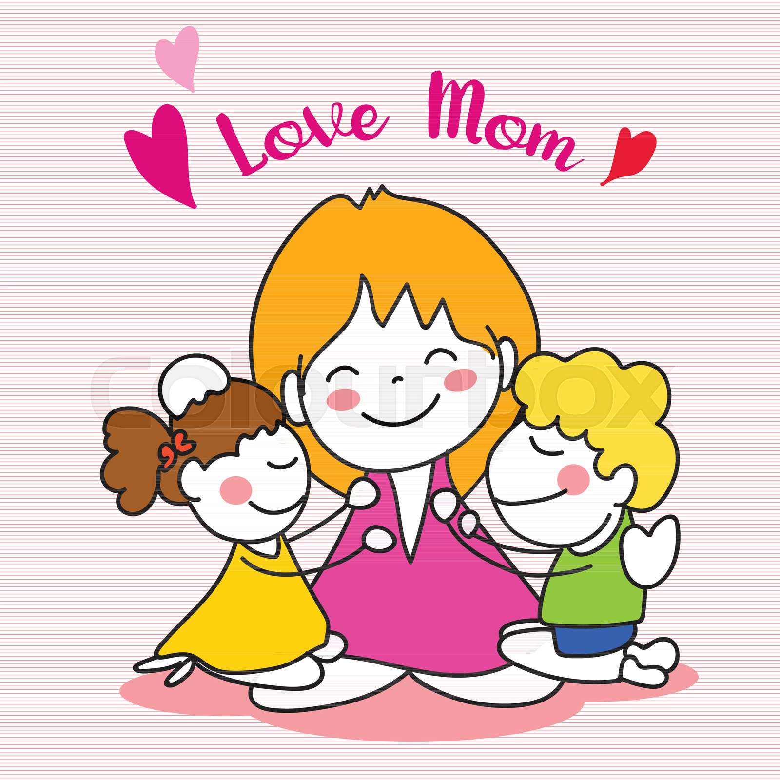 Hand drawing cartoon happy mothers day | Stock vector | Colourbox