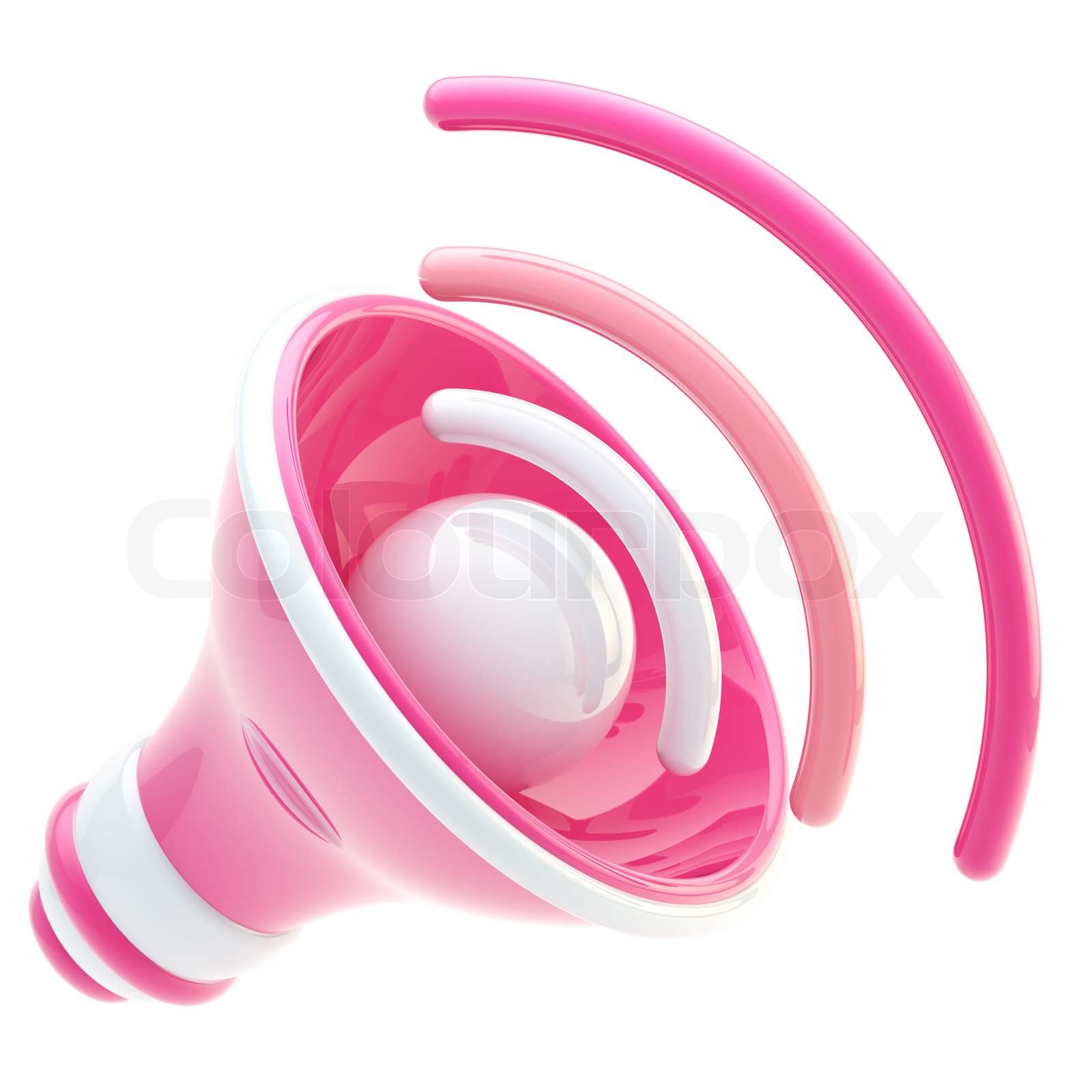 Stylized dynamic glossy pink speaker isolated on white | Stock image ...
