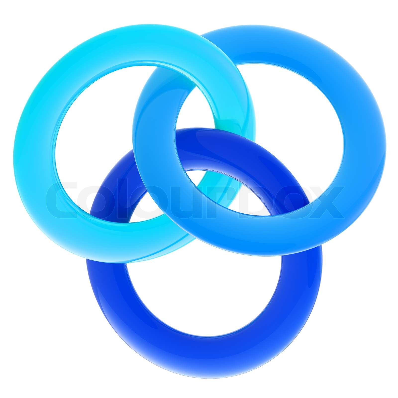 Abstract glossy emblem made of interlinked rings isolated on white ...