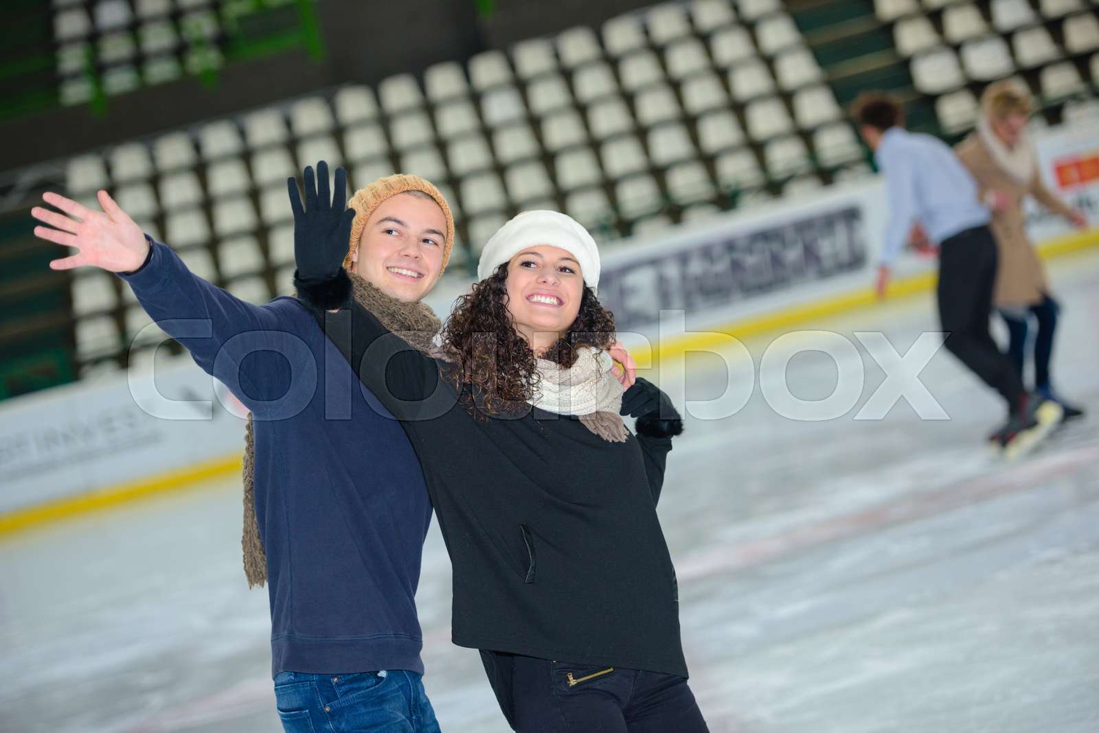 happy friends on skating rink | Stock image | Colourbox