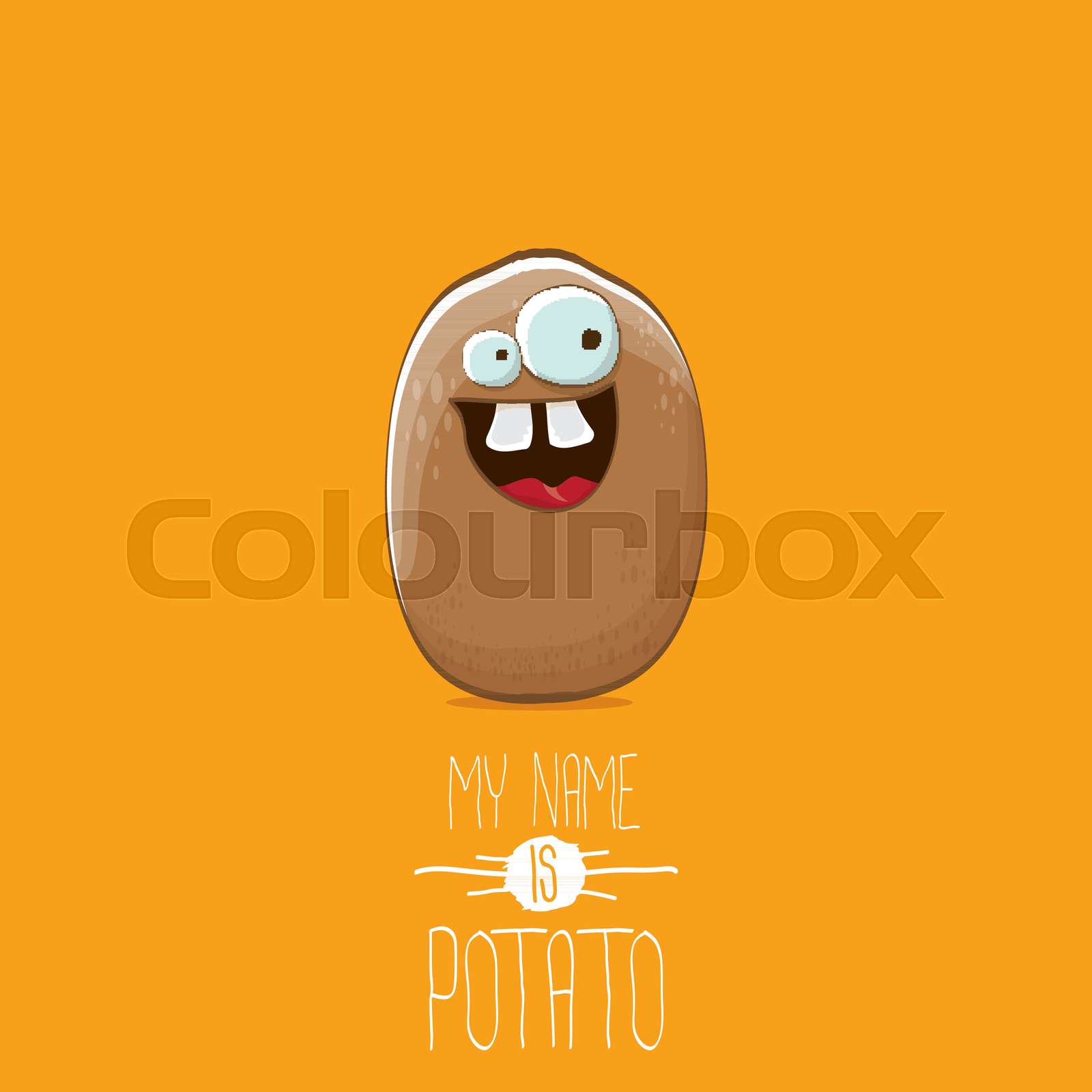 vector brown potato cartoon character isolated on orange background. My ...