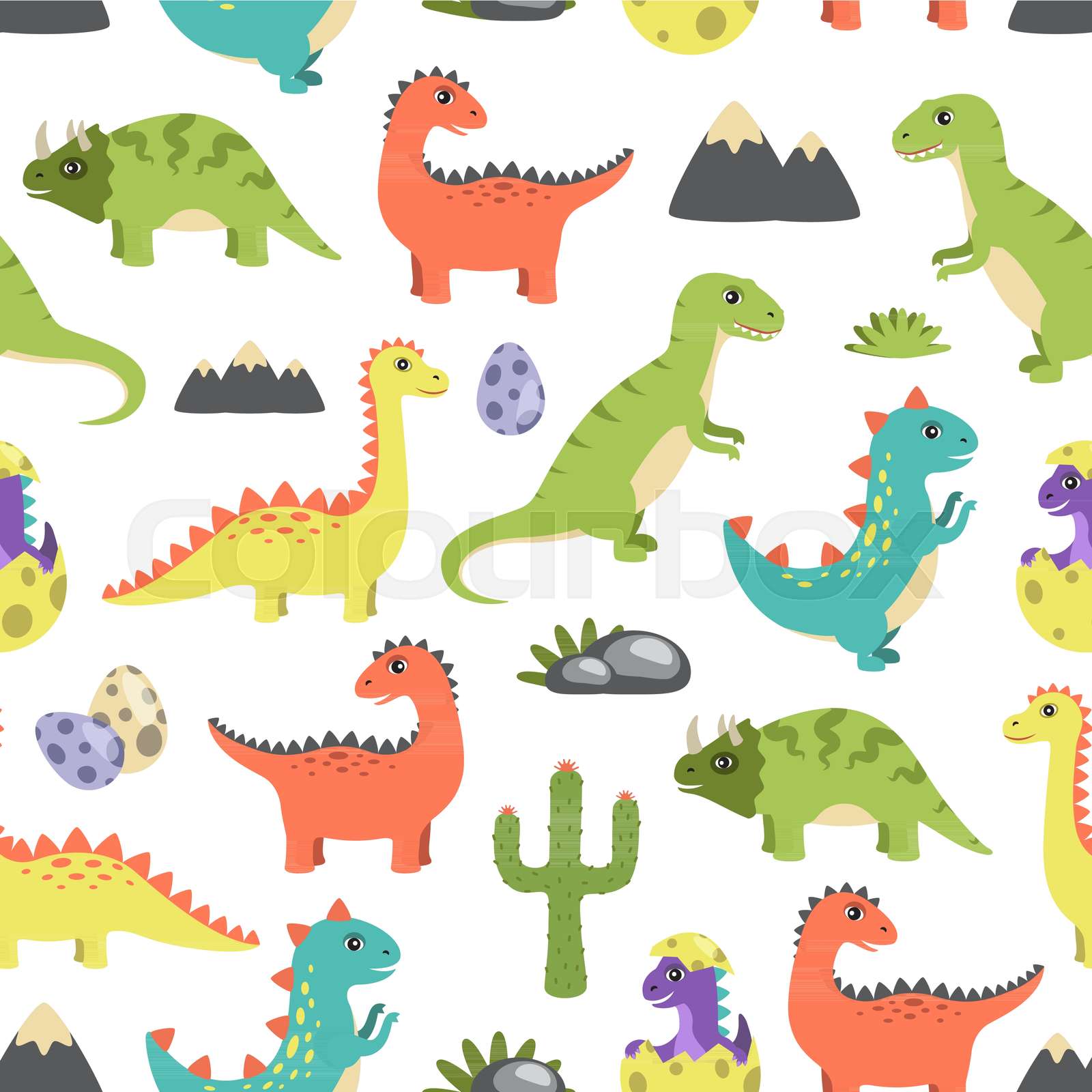 Dino Seamless Pattern Image Vector Illustration | Stock vector | Colourbox