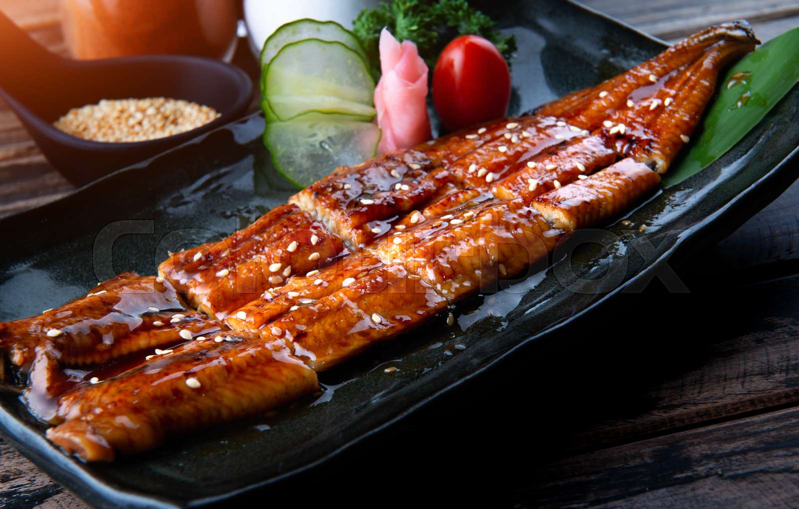 Cut grilled Japanese eel. | Stock image | Colourbox