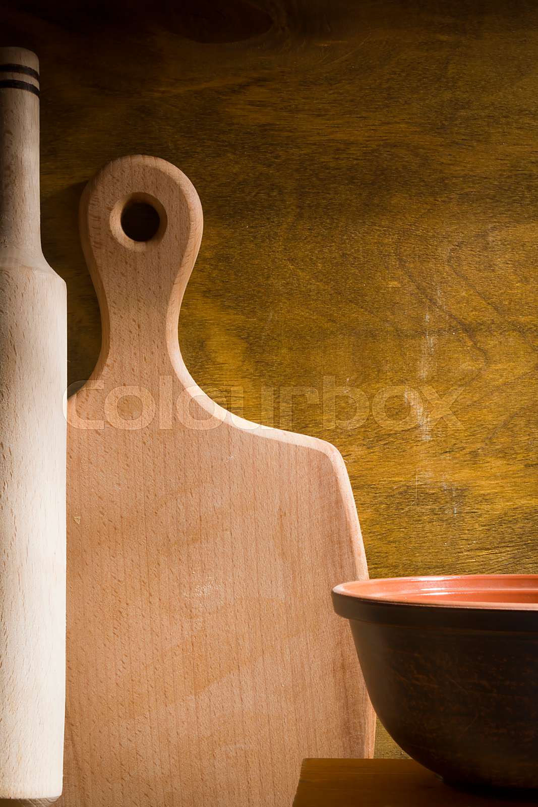 Cutting board and rolling pin | Stock image | Colourbox