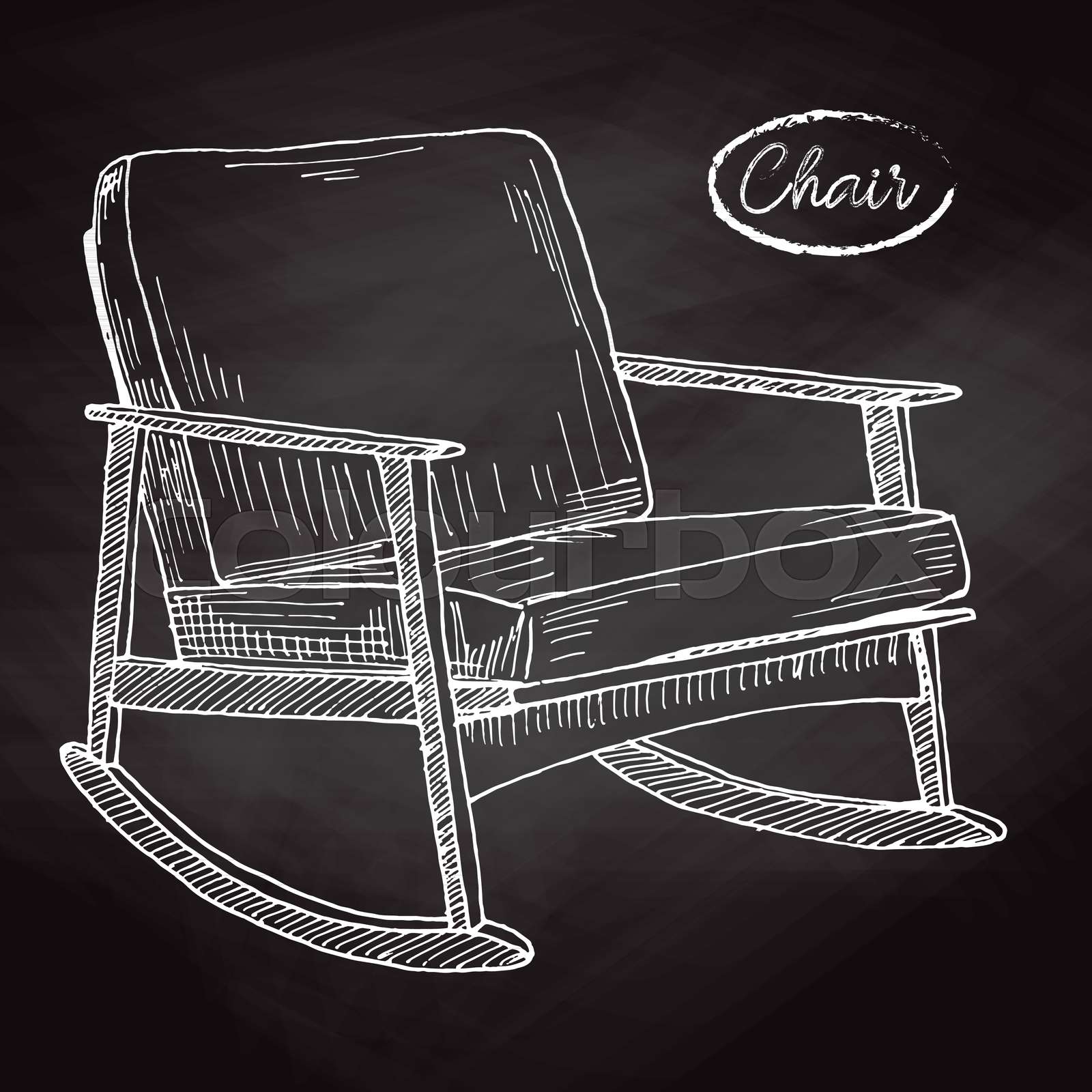 Rocking chair. Sketch a comfortable chair. Vector illustration. | Stock ...