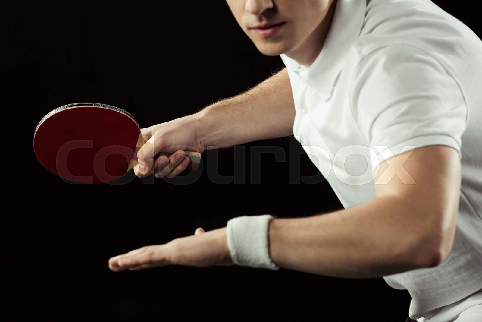 partial view of tennis player with tennis racket in hand | Stock image ...
