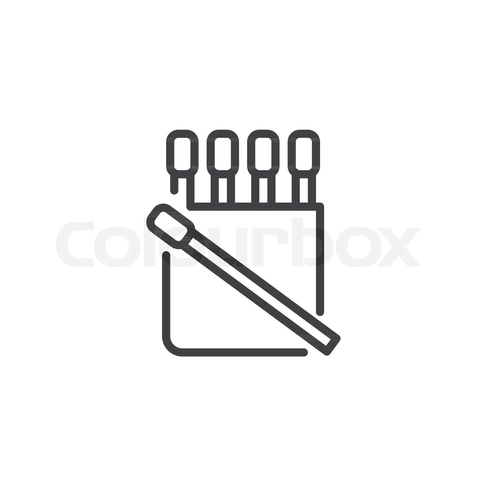 Matchstick and matchbox outline icon | Stock vector | Colourbox