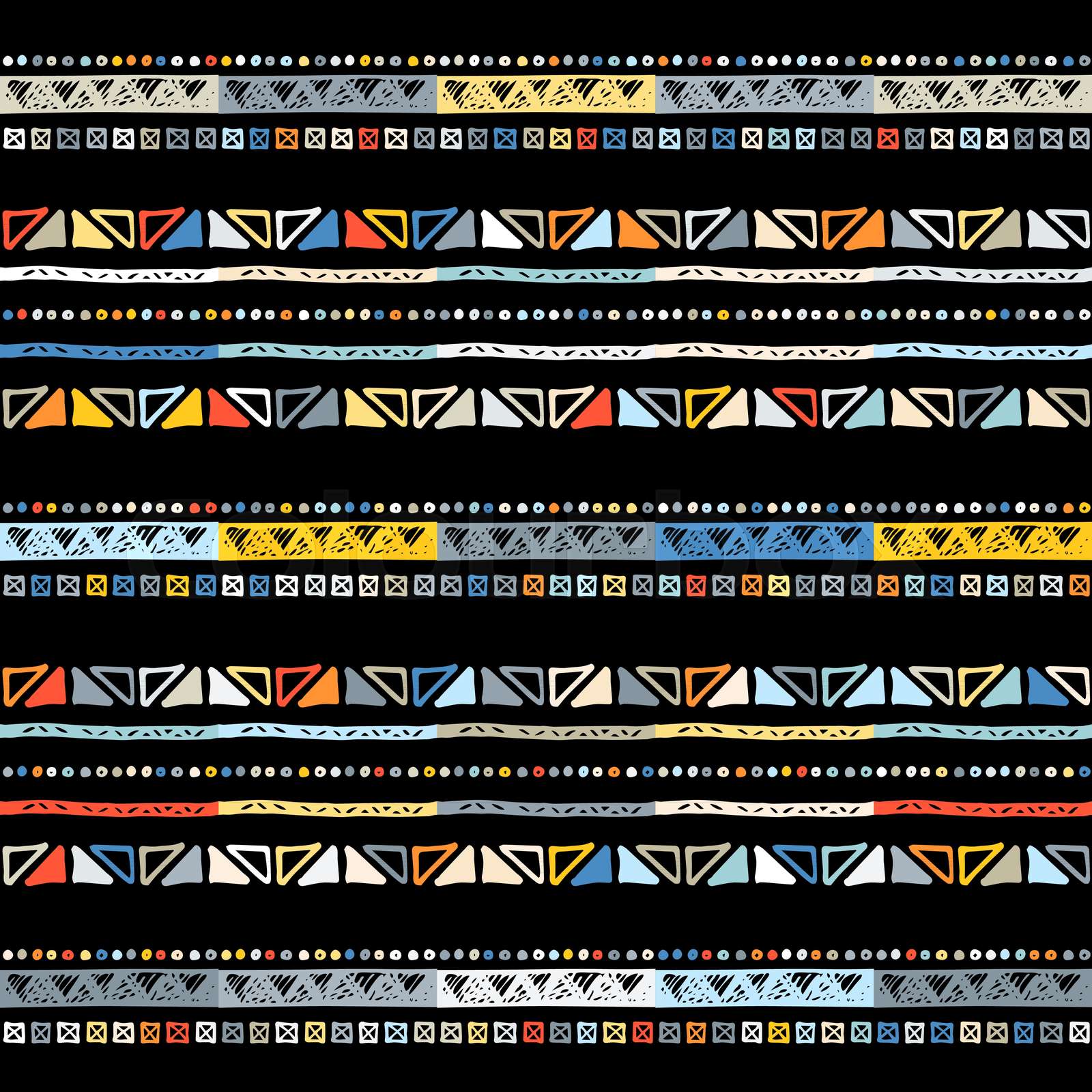 Handmade colored stripes bright tribal seamless | Stock vector | Colourbox