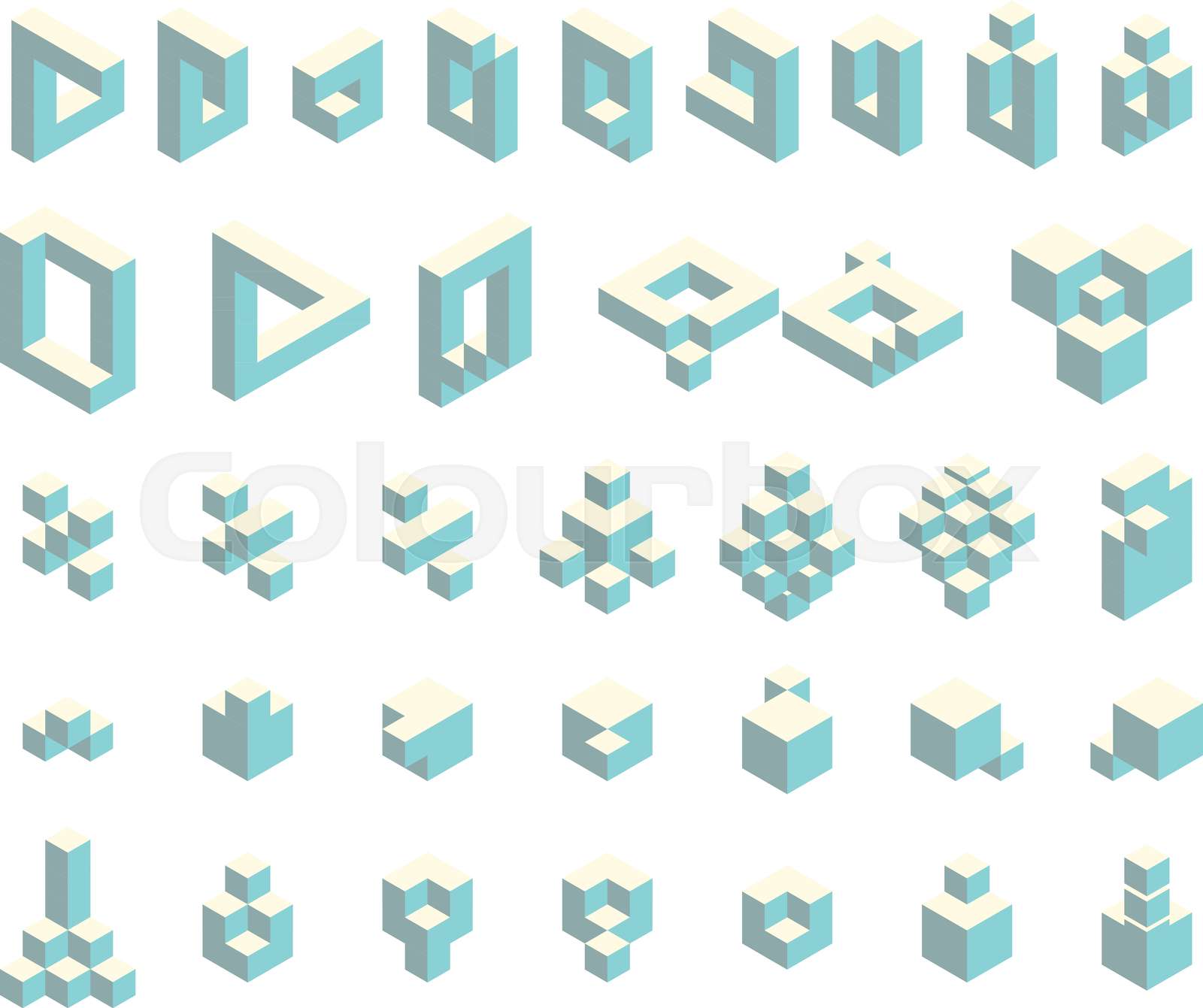 Isometric cubes set | Stock vector | Colourbox