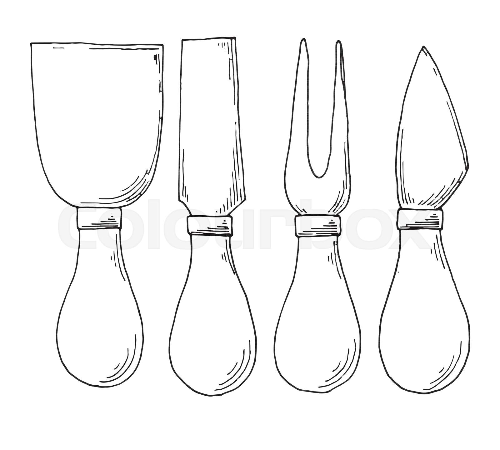 Sketch of knives for cutting cheese. Vector illustration. | Stock ...
