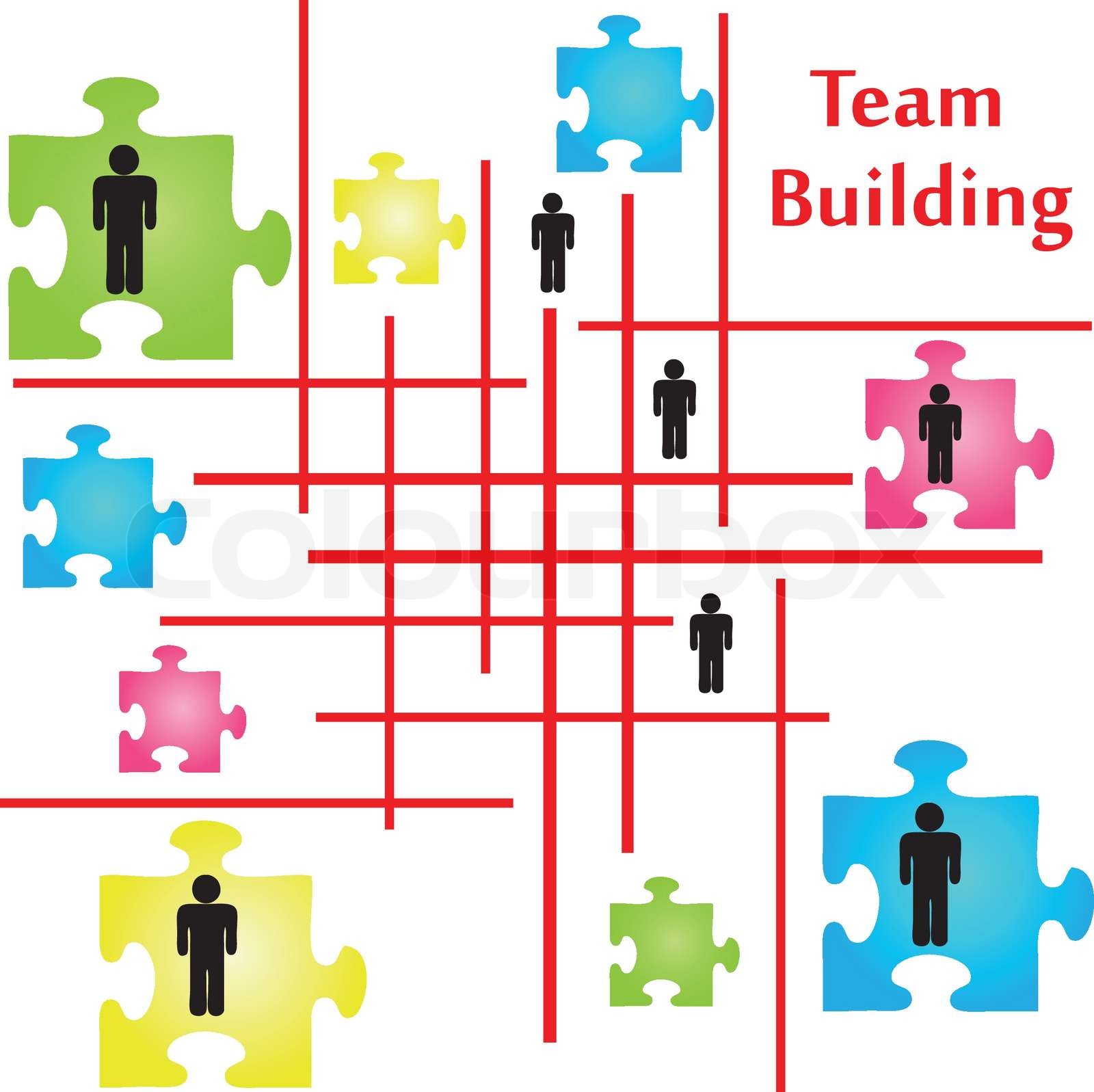 Vector of four jigsaw puzzle pieces on the topic of team building ...