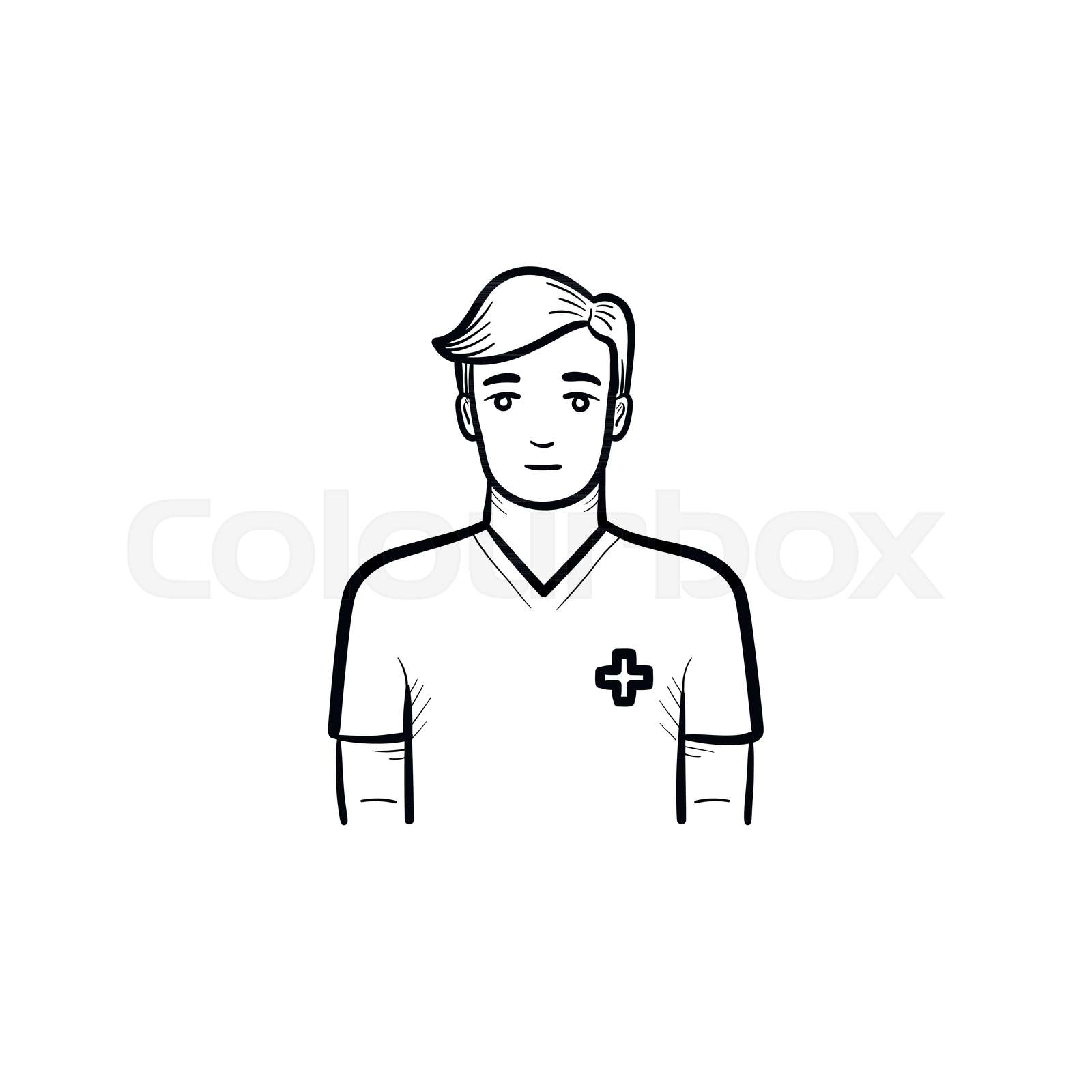 Male nurse hand drawn outline doodle icon. | Stock vector | Colourbox