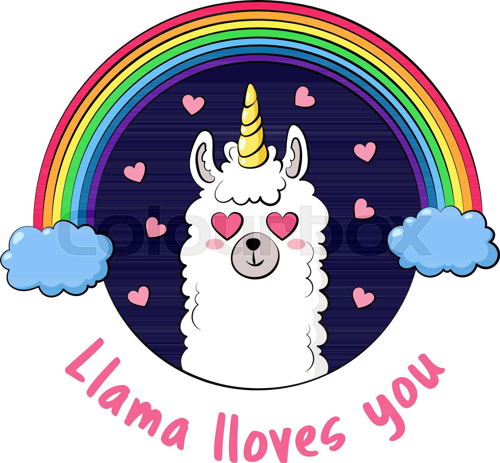 Cute cartoon lama, doodle vector illustration. | Stock vector | Colourbox