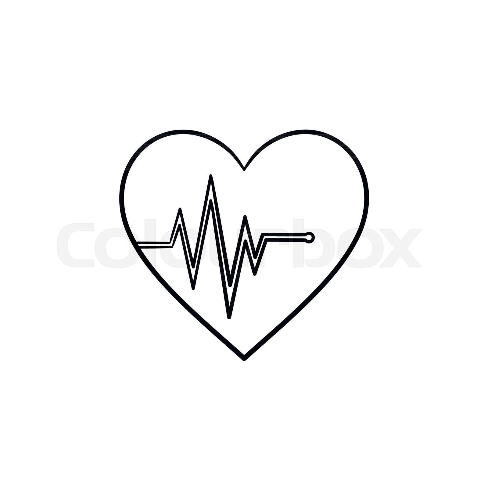 Heart beat rate hand drawn outline doodle icon. | Stock vector | Colourbox
