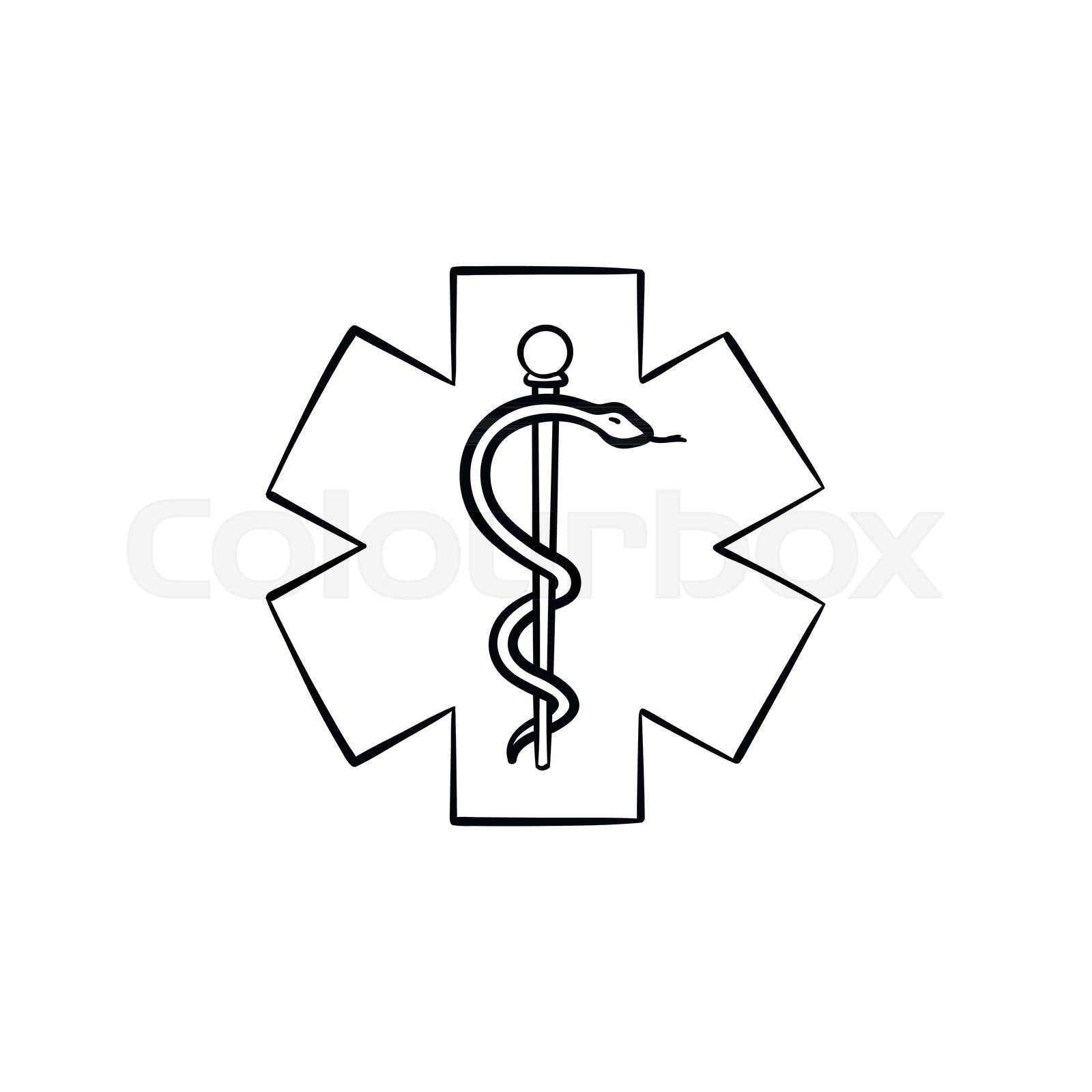 The Star of Life hand drawn outline doodle icon. | Stock vector | Colourbox