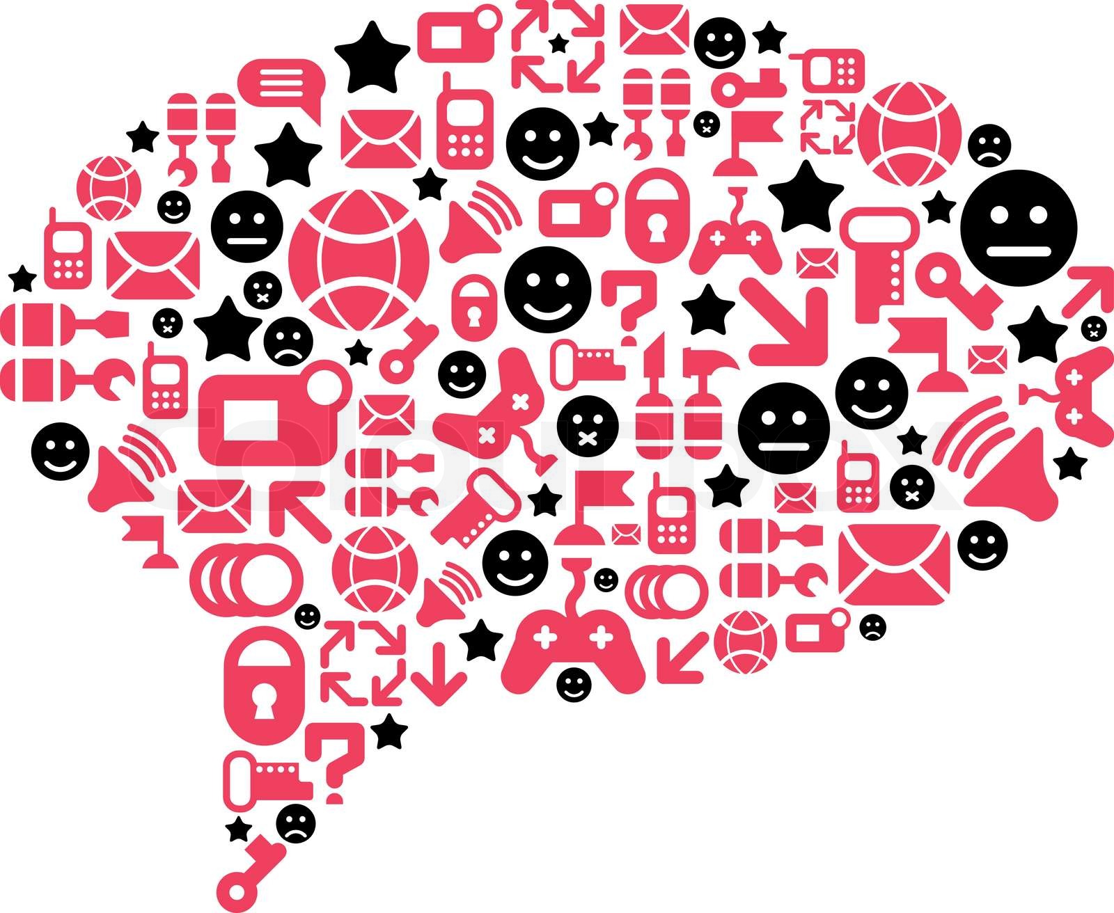 Speech balloon made with global communication icons | Stock vector ...