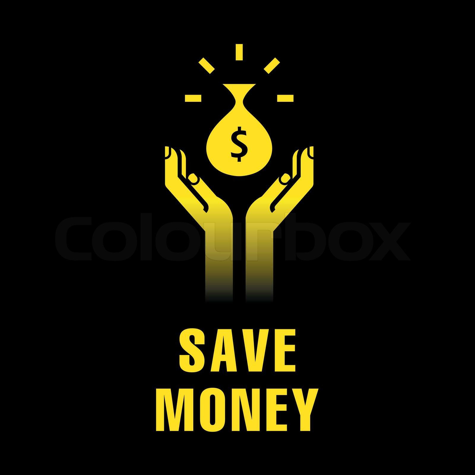 ikon af hænder med pose penge | Stock vektor | Colourbox