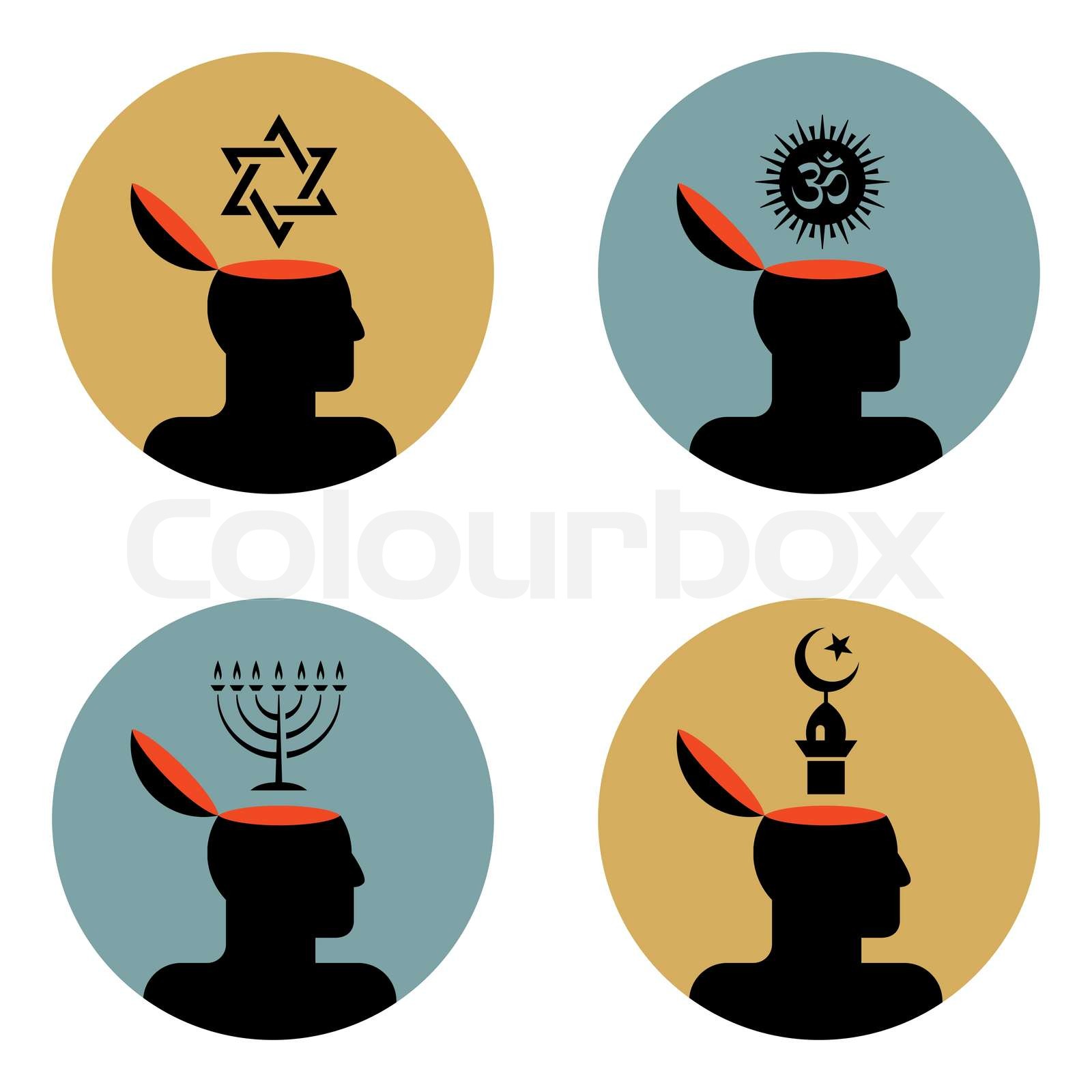 various icons of open human head | Stock vector | Colourbox