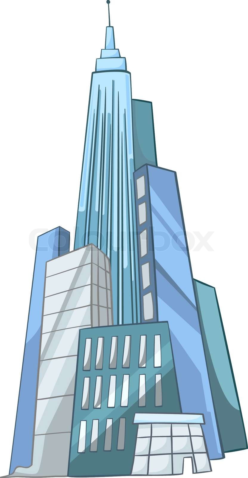 Cartoon Illustration Skyscraper isoleret på hvid baggrund | Stock ...