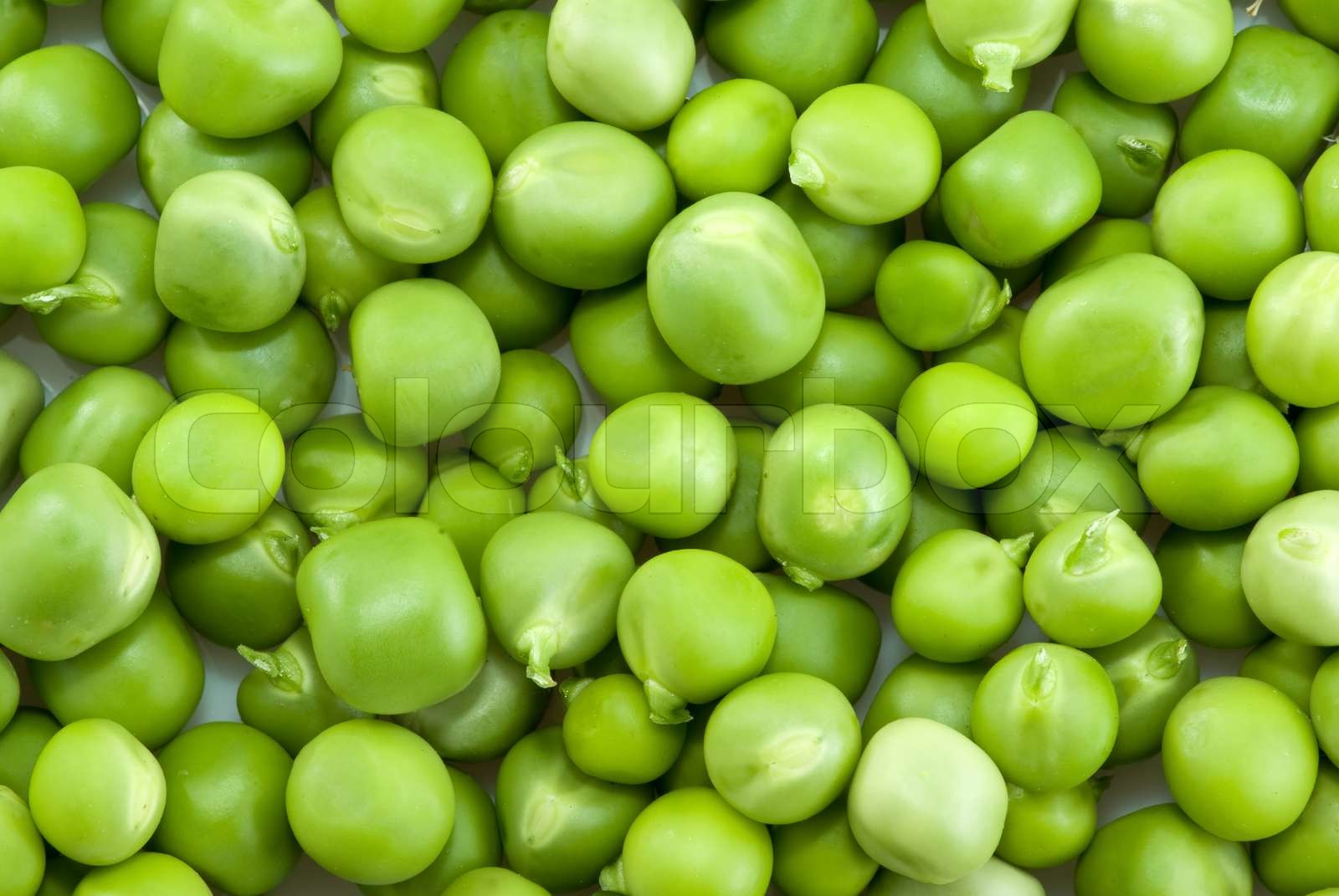 Pile of green peas of different sizes | Stock image | Colourbox