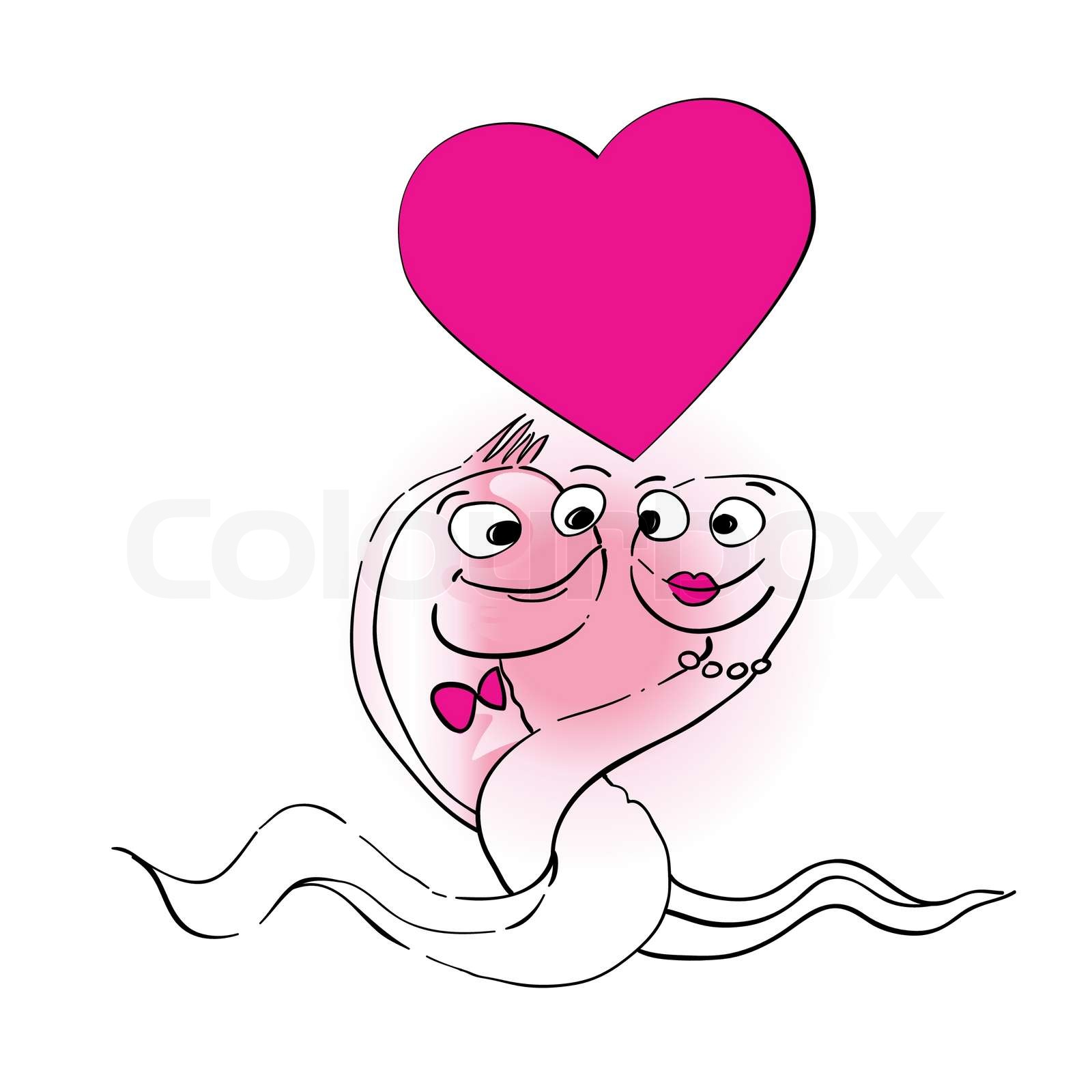 Valentine's Day cute snakes in love, clip art isolated on white | Stock ...
