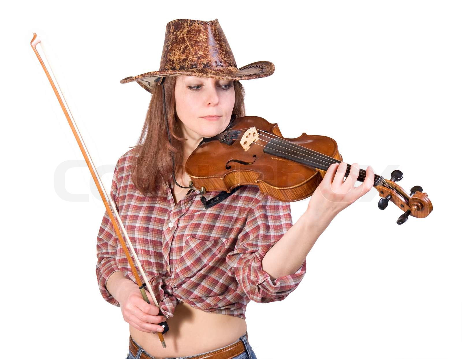 Country girl plays the viola | Stock image | Colourbox