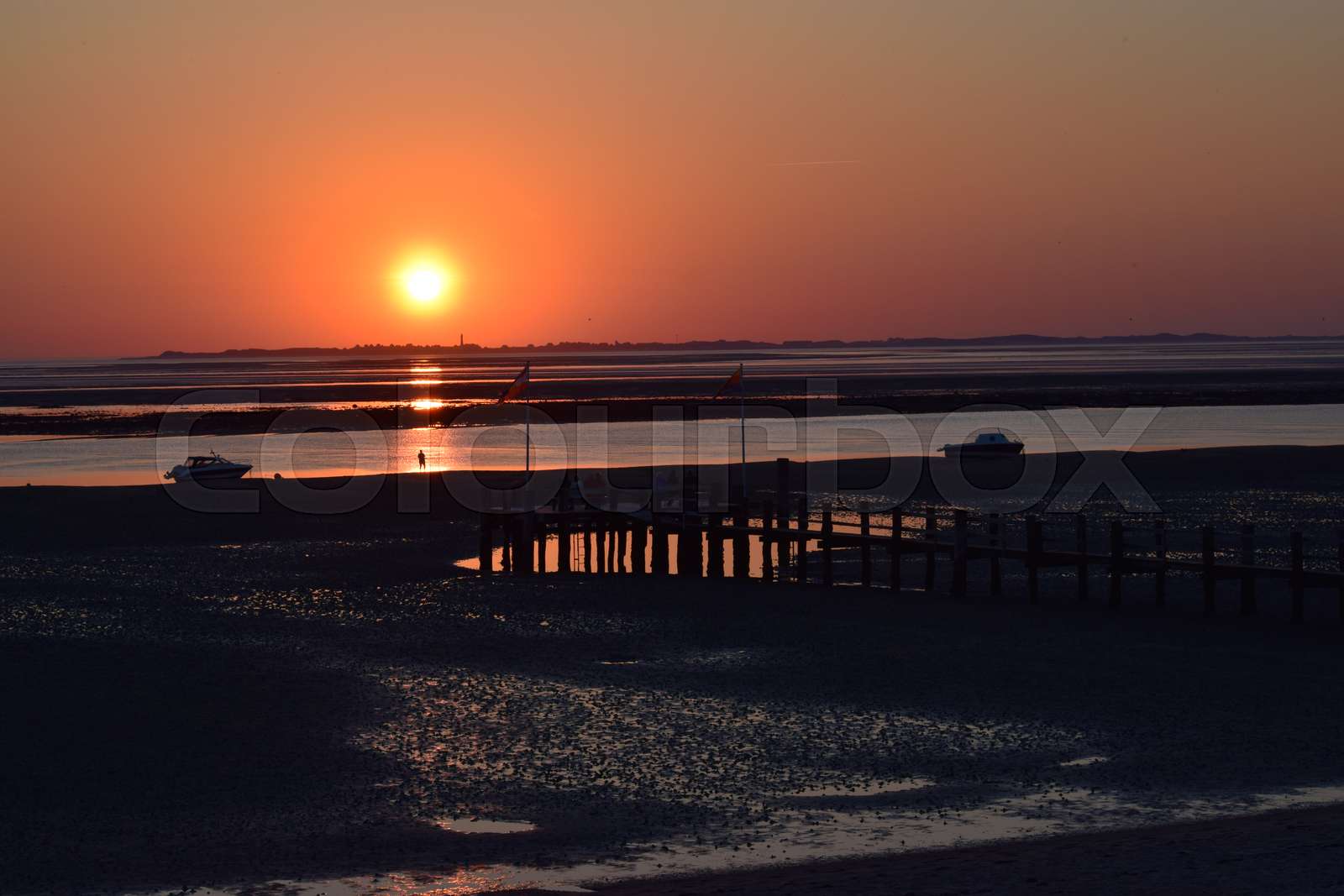 sunset at utersum foehr | Stock image | Colourbox
