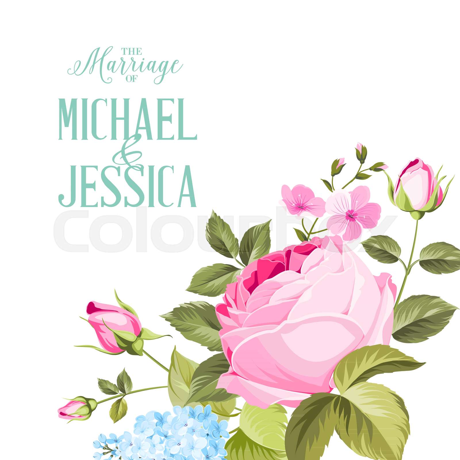 Congratulation card with roses. | Stock vector | Colourbox