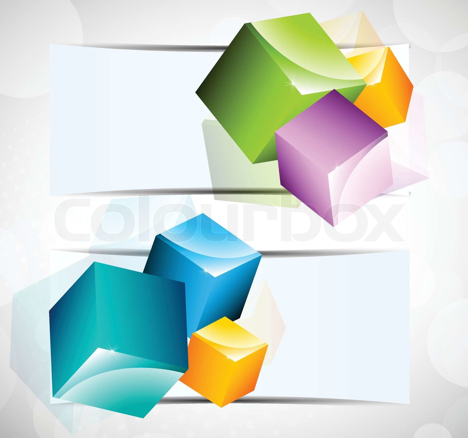 Two bright banners with cubes | Stock vector | Colourbox