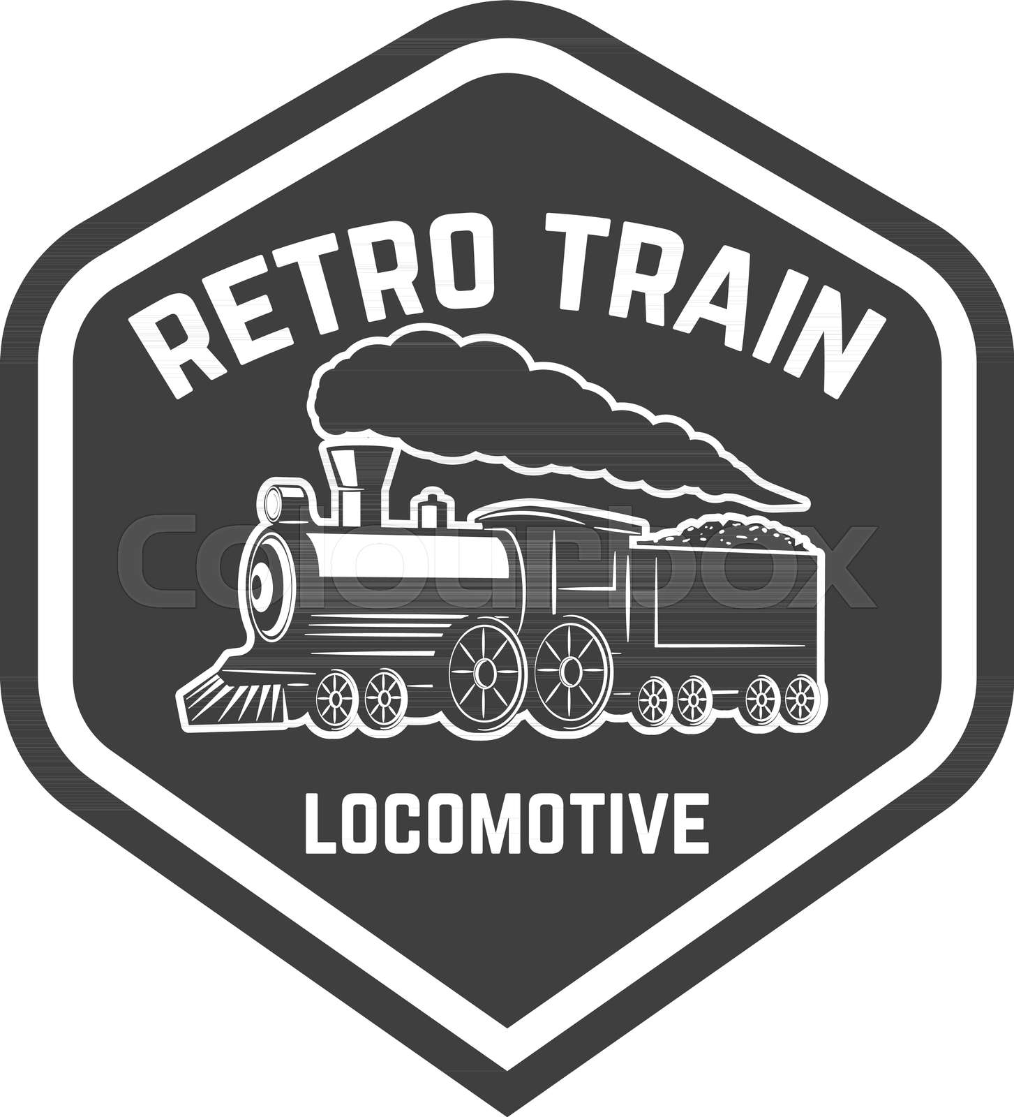 Emblem template with vintage train. Design element for logo, sign ...