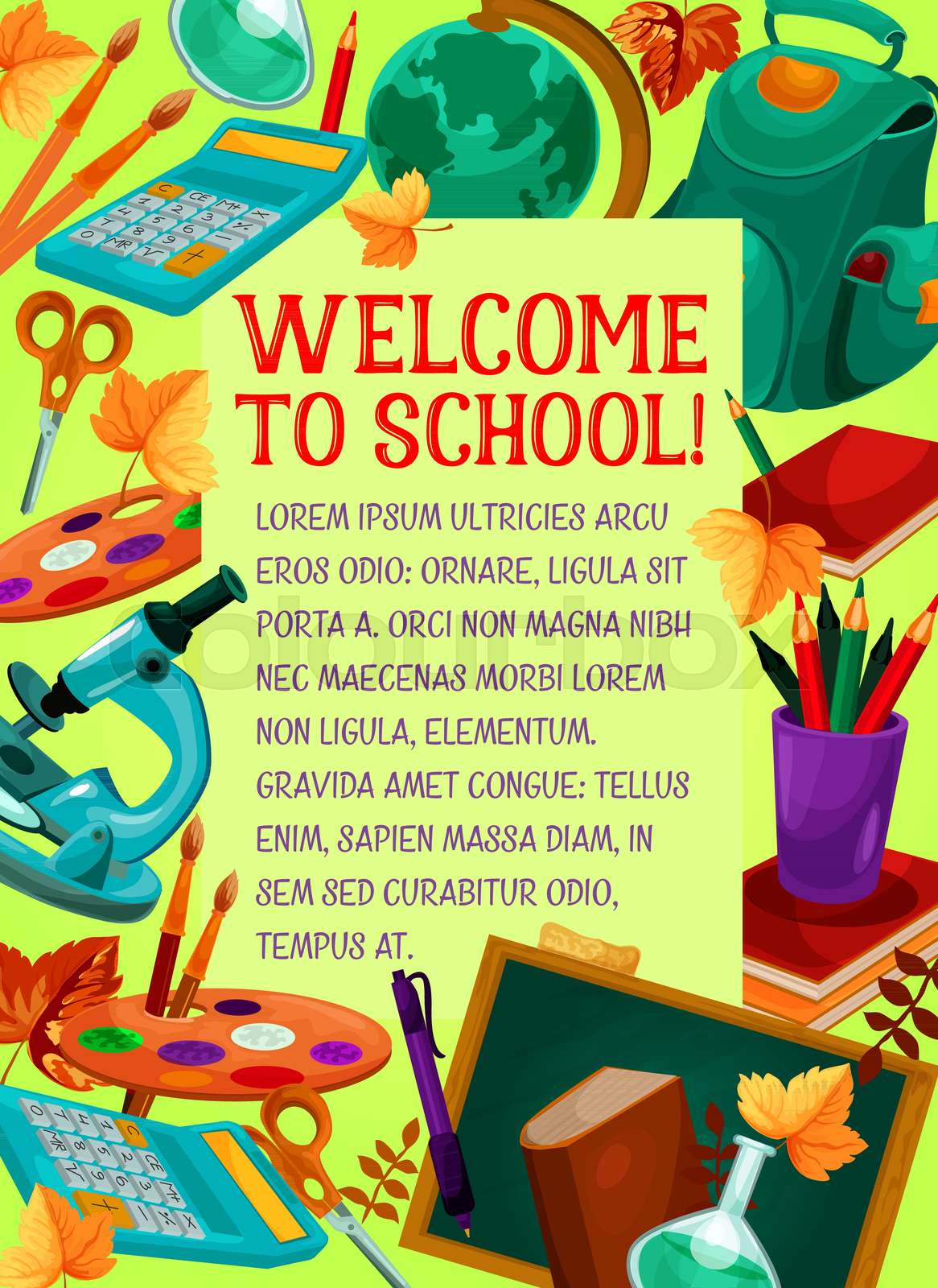 Welcome to school banner for greeting card design | Stock vector ...