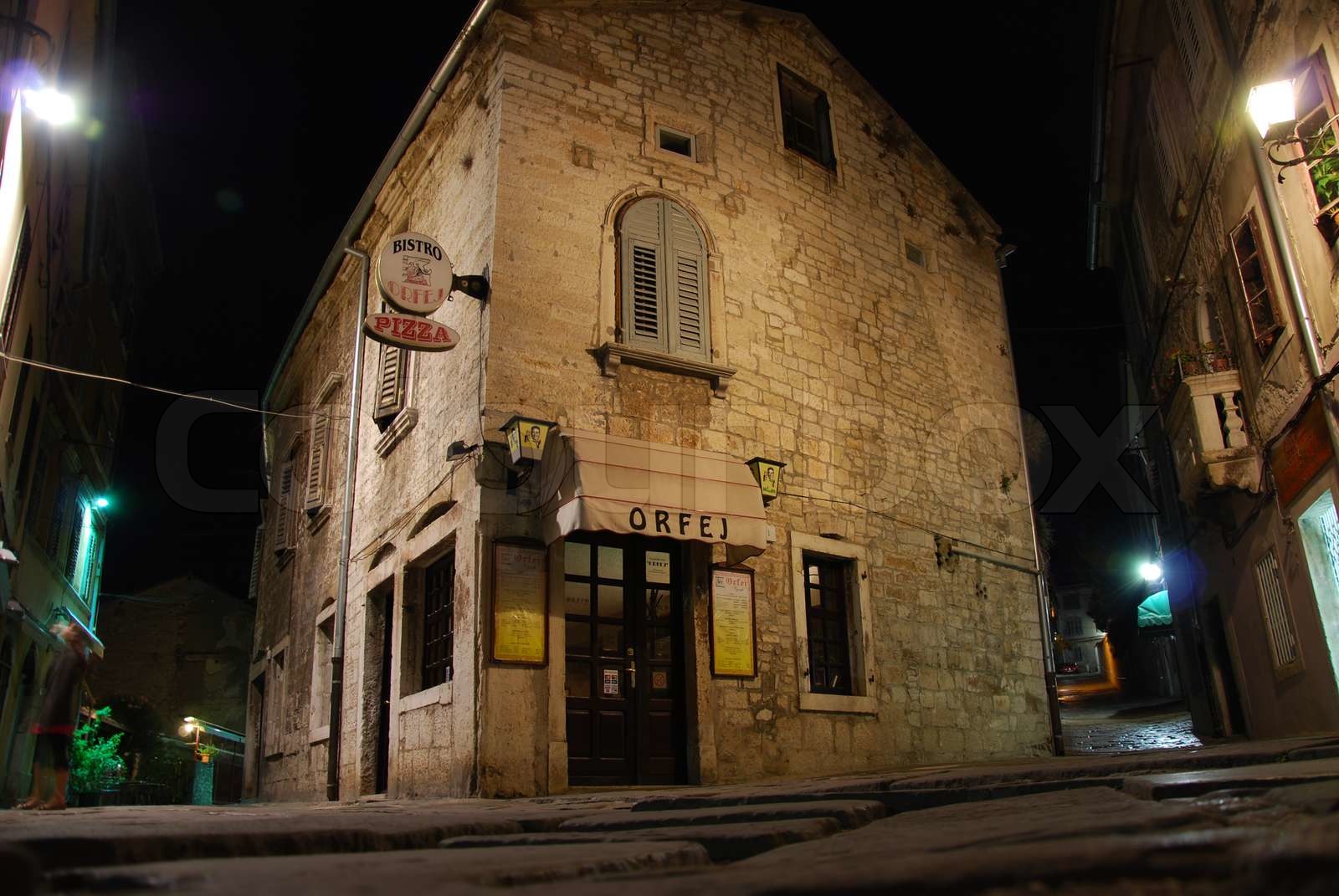 pula city center street in the night | Stock image | Colourbox