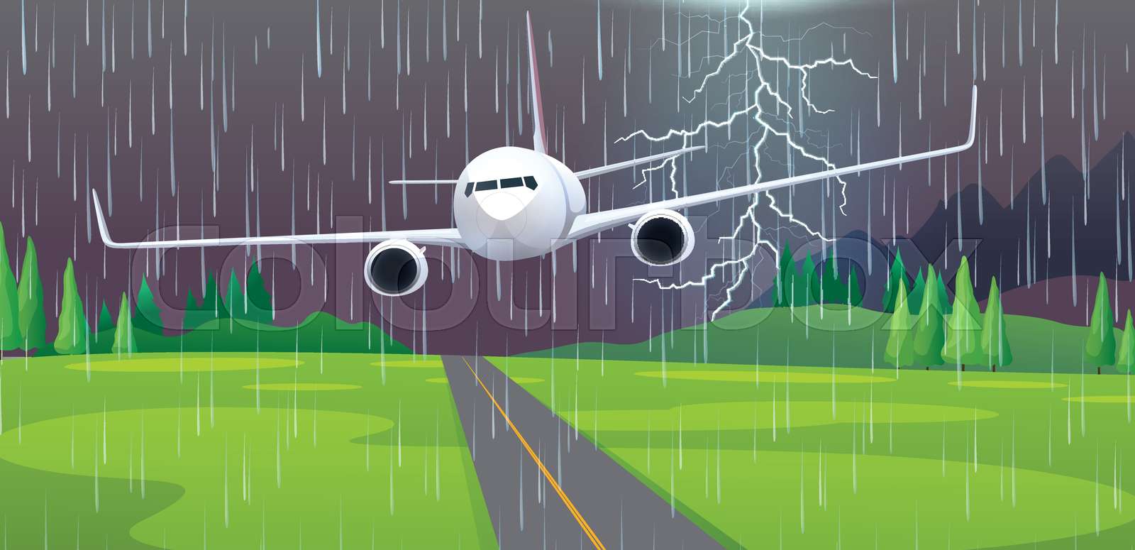 A Plane Emergency Landing at Airport | Stock vector | Colourbox