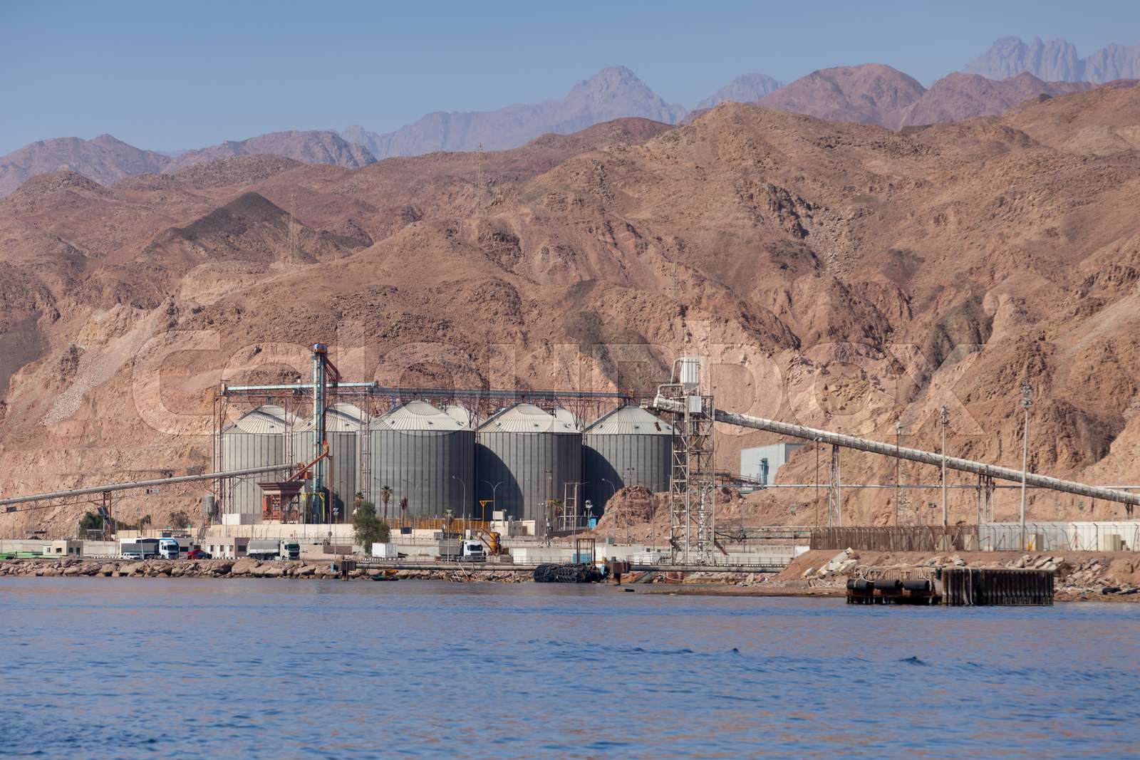 Aqaba port, cargo terminal with tanks | Stock image | Colourbox
