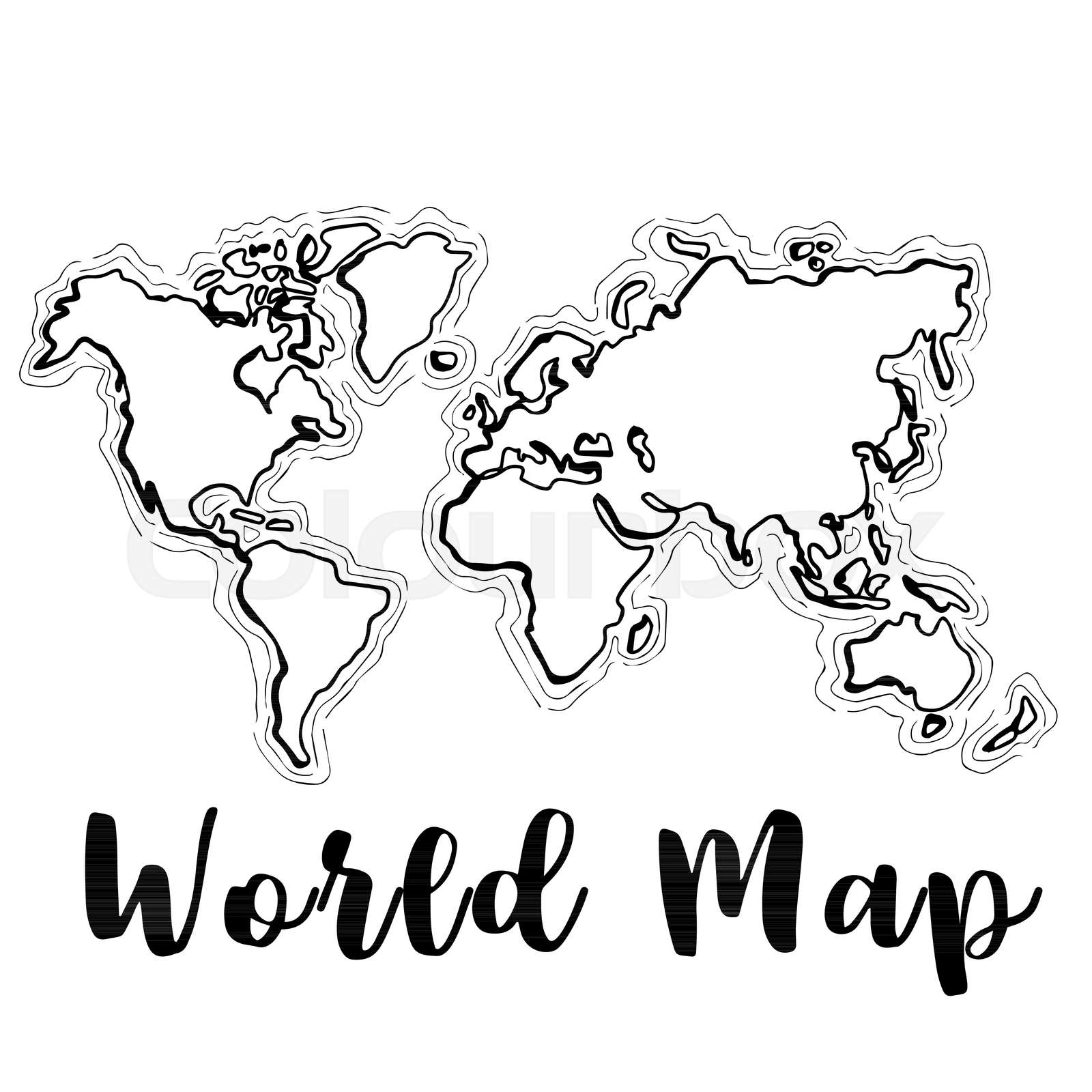Hand drawn World map sketch,vector illustration | Stock vector | Colourbox