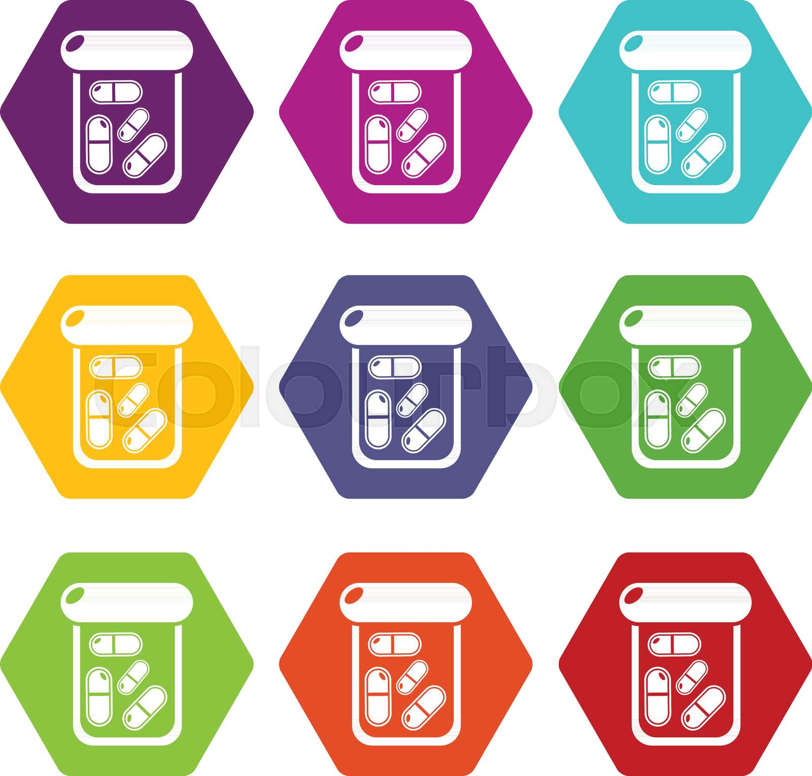 Bottle drug icons set 9 vector | Stock vector | Colourbox