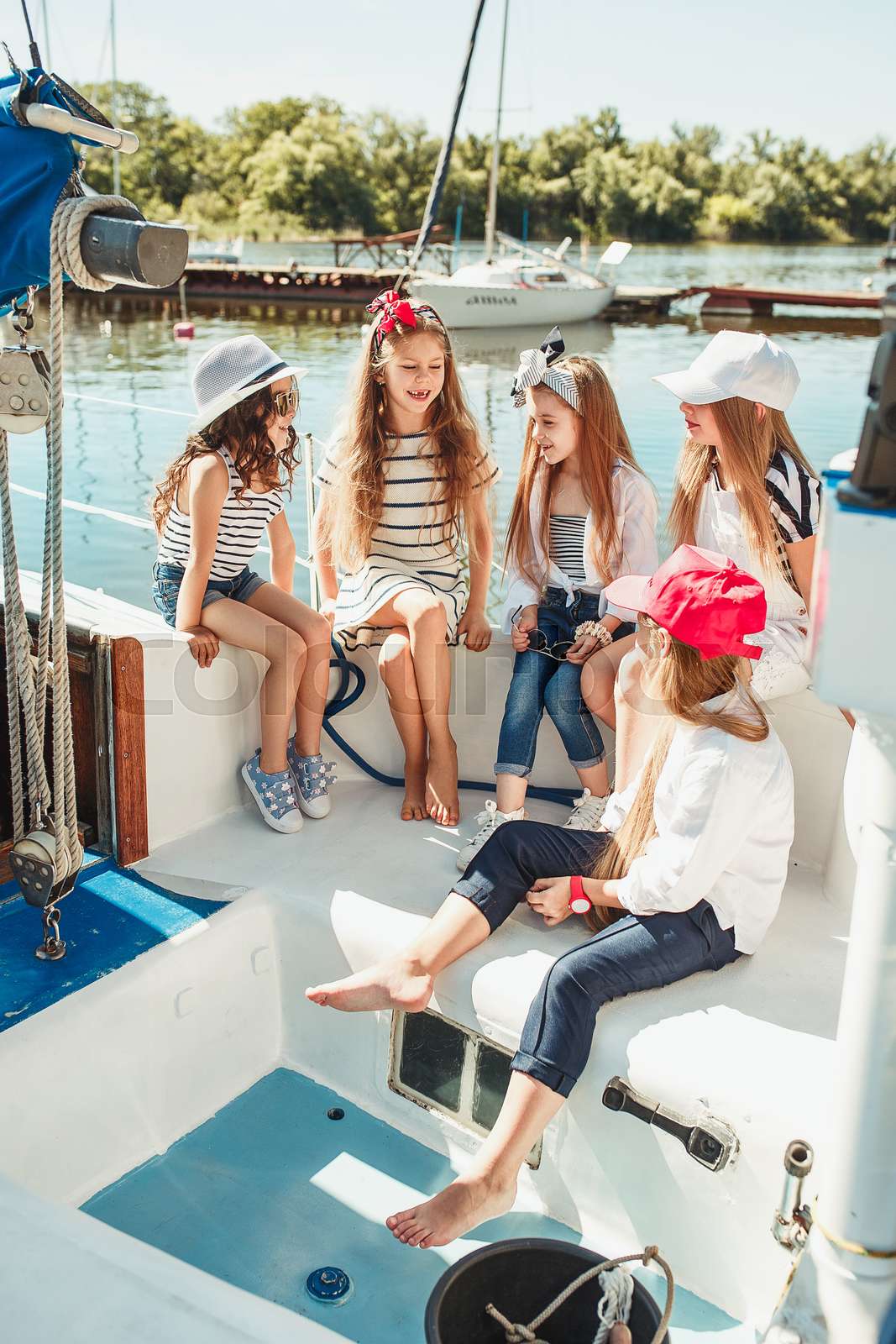 The children on board of sea yacht | Stock image | Colourbox